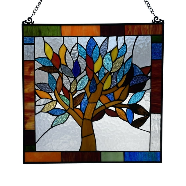 River of Goods Tiffany Style Mystical World Tree Stained Glass 18-inch ...