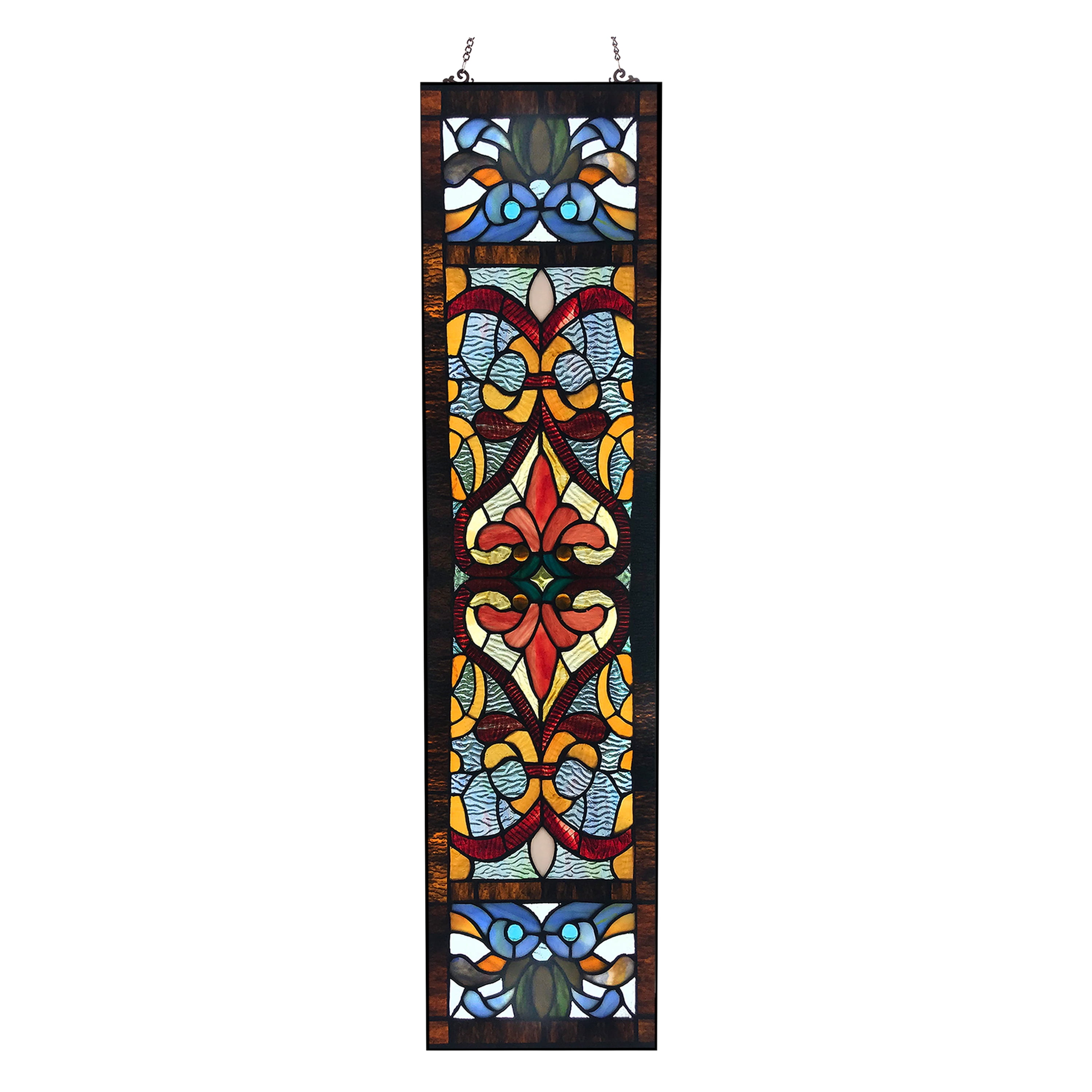 River of Goods Victorian Stained Glass Fleur De Lis Window Panel - 9.5 ...