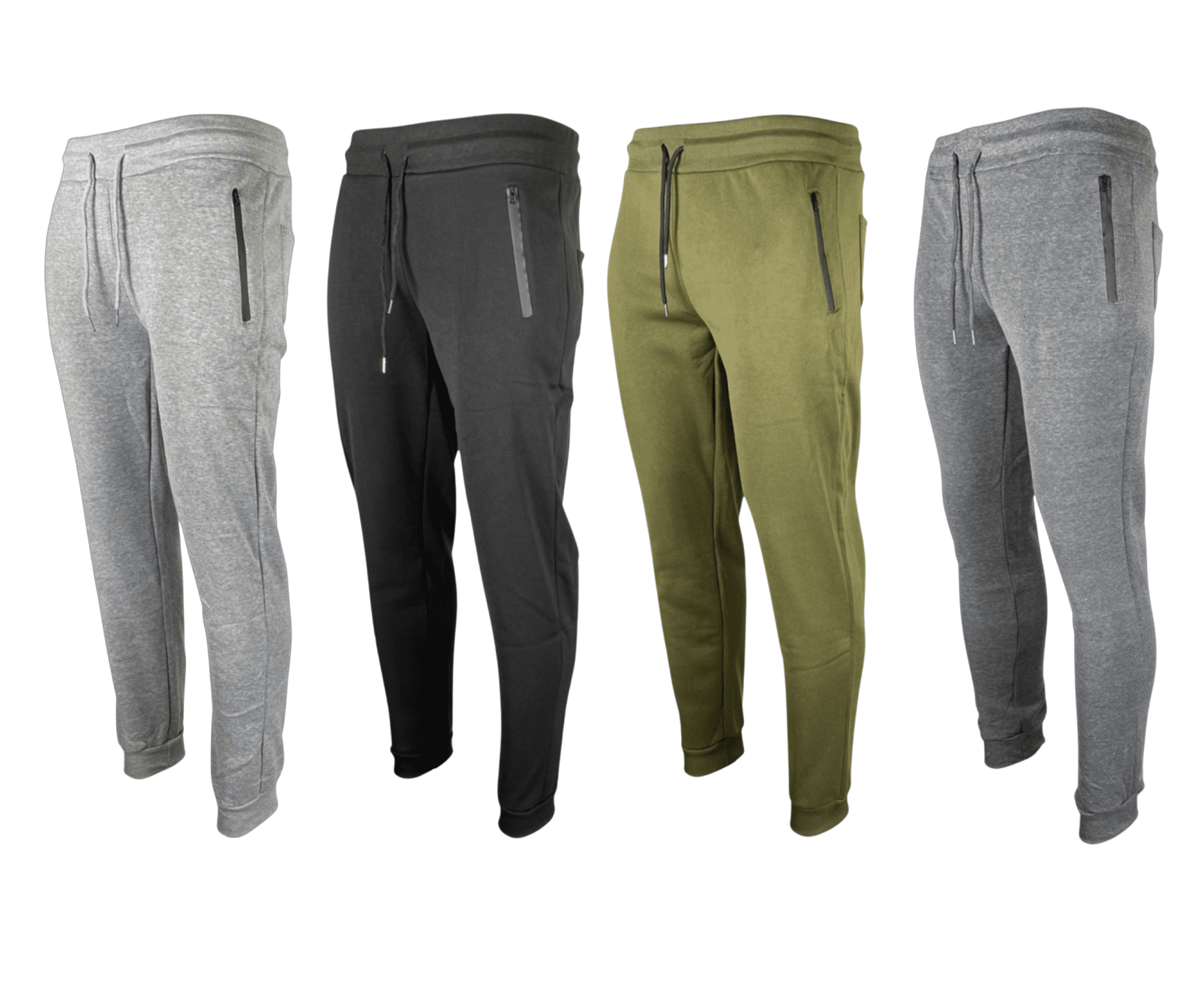 RiverBlue 4-Pack Mens Fleece Jogger Sweatpants with Zipper Pockets ...