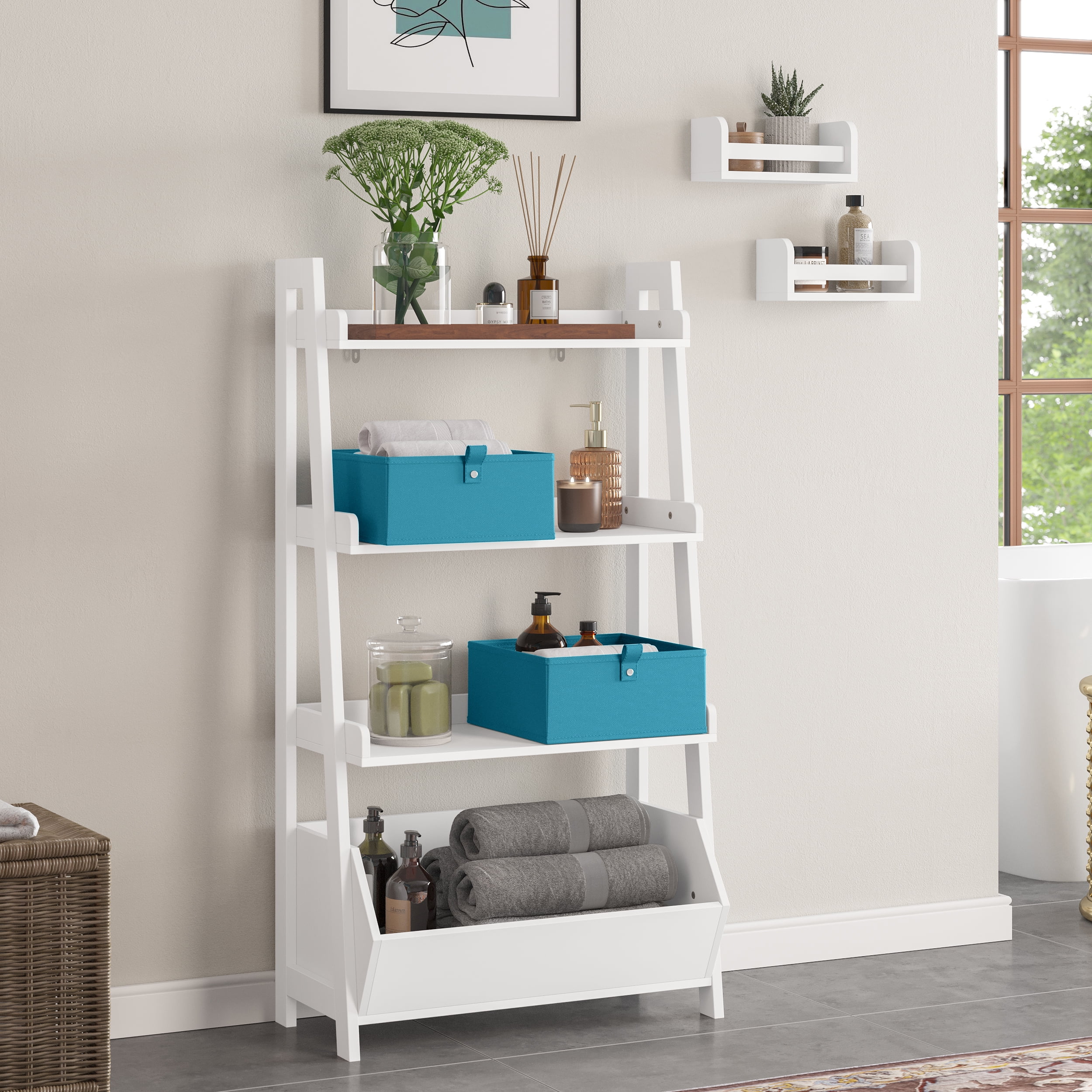 RiverRidge Amery 4-Tier 24in Ladder Shelf with Display Shelf and ...