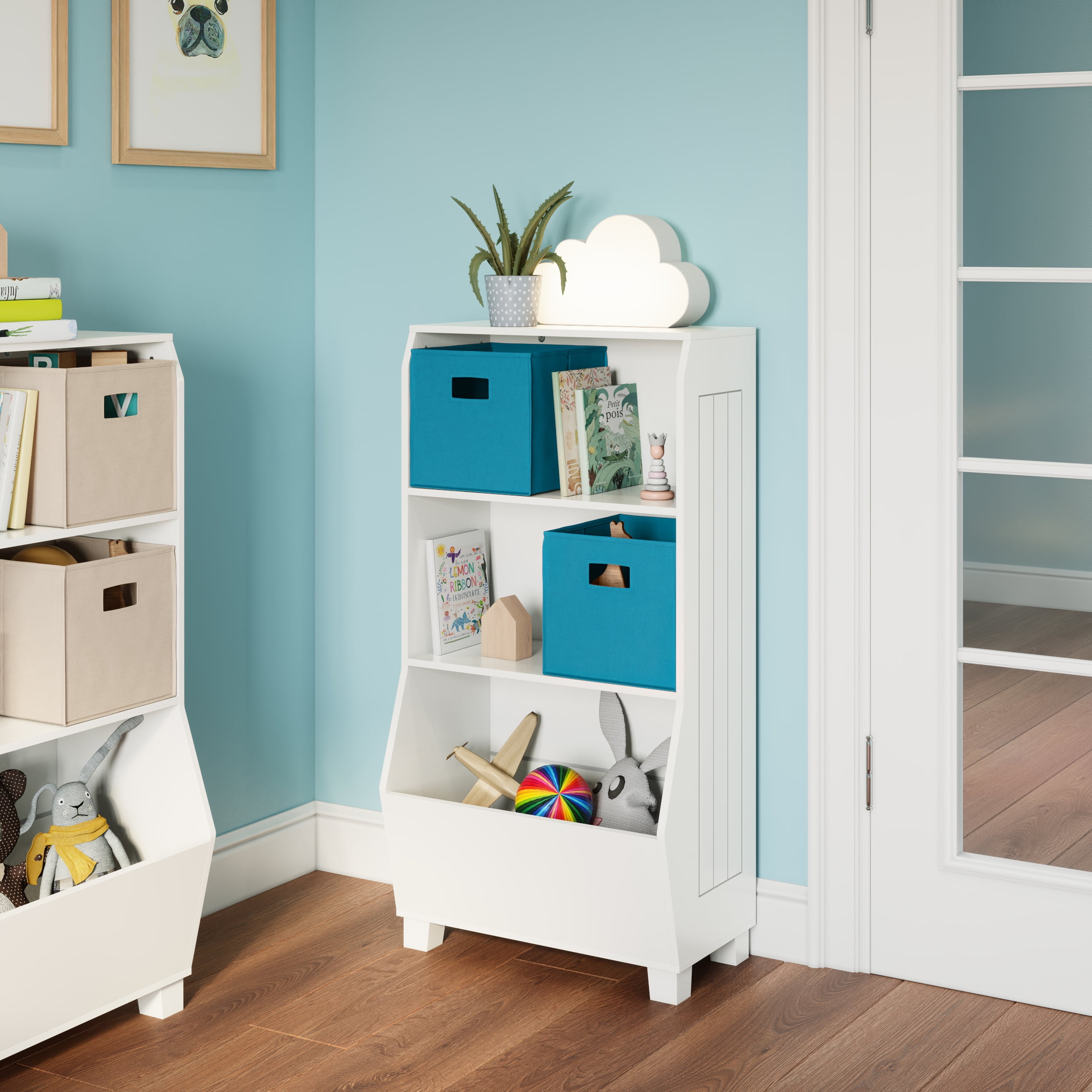 RiverRidge Kids 23in Playroom Bookshelf with Toy Bin Organizer and 2 ...