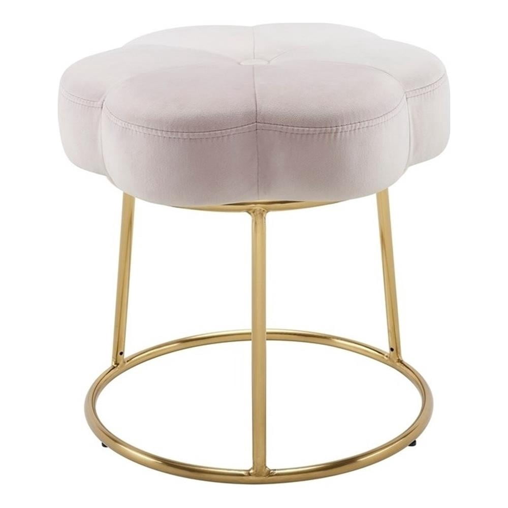 Riverbay Furniture 17.75" Transitional Fabric Accent Vanity Stool in ...