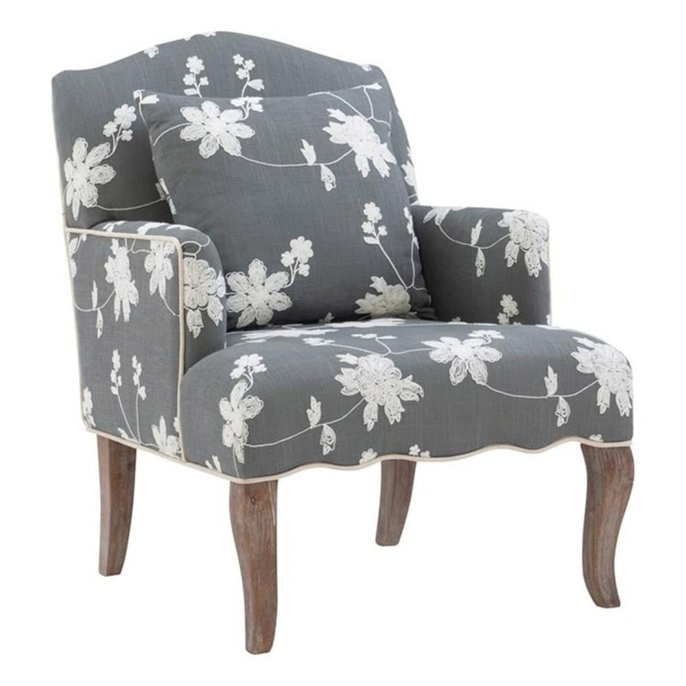 Riverbay Furniture 18" Traditional Fabric Floral Embroidered Arm Chair ...