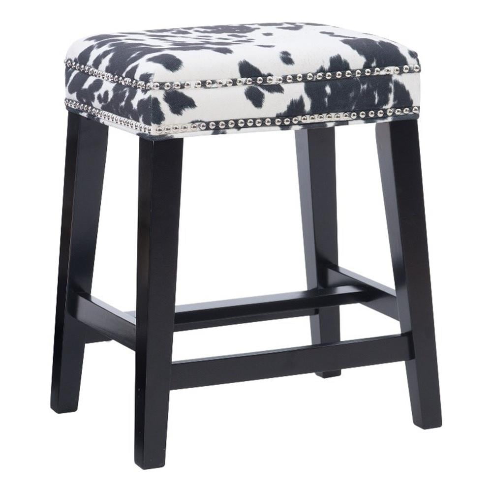 Riverbay Furniture 24" Transitional Wood/Fabric Cow Print Counter Stool ...