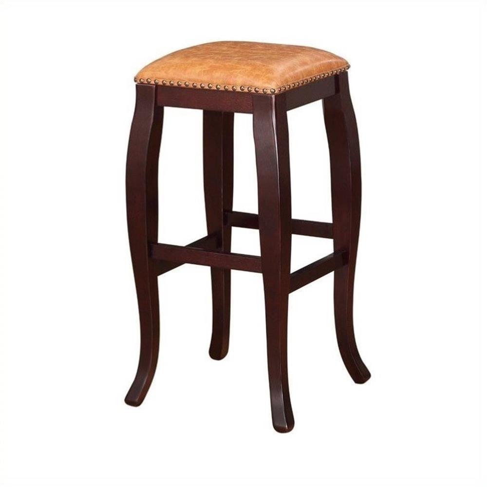 Riverbay Furniture 30" Faux Leather Square Top Bar Stool in Caramel ...