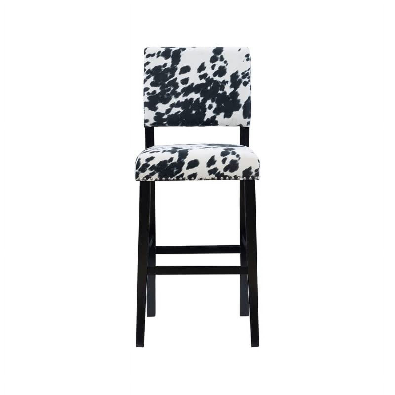 Riverbay Furniture 30" Transitional Wood/Fabric Cow Print Bar Stool in ...