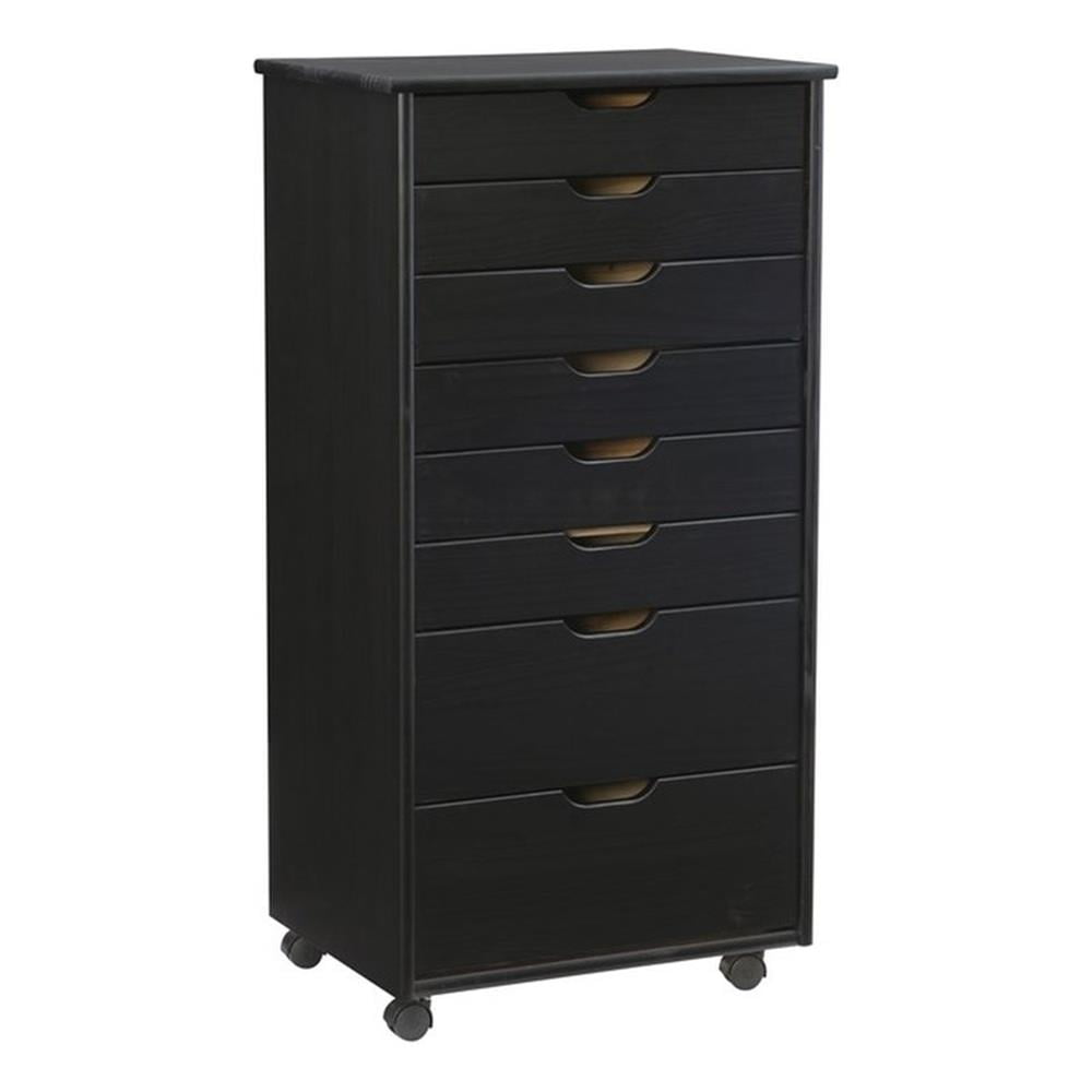 Riverbay Furniture 8-Drawer Transitional Wood Rolling Storage Cart in ...