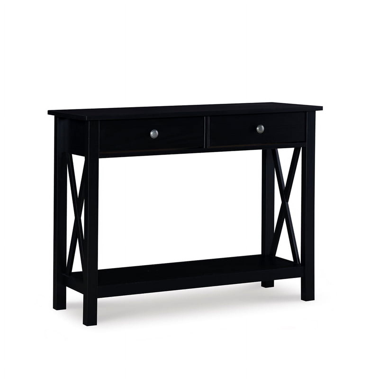 Riverbay Furniture Baldwin X-Design Solid Wood 2-Drawer Console Table ...