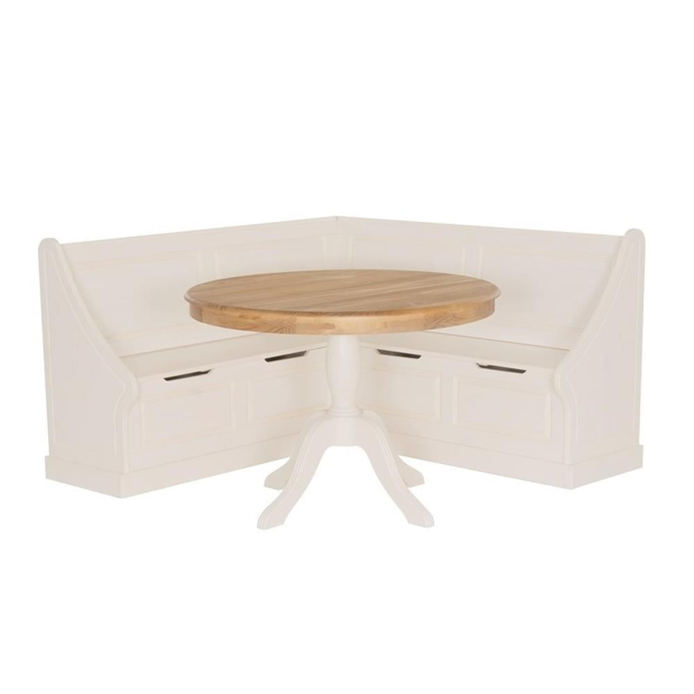 Riverbay Furniture Corner Storage Nook with 2Tone Round Table White ...