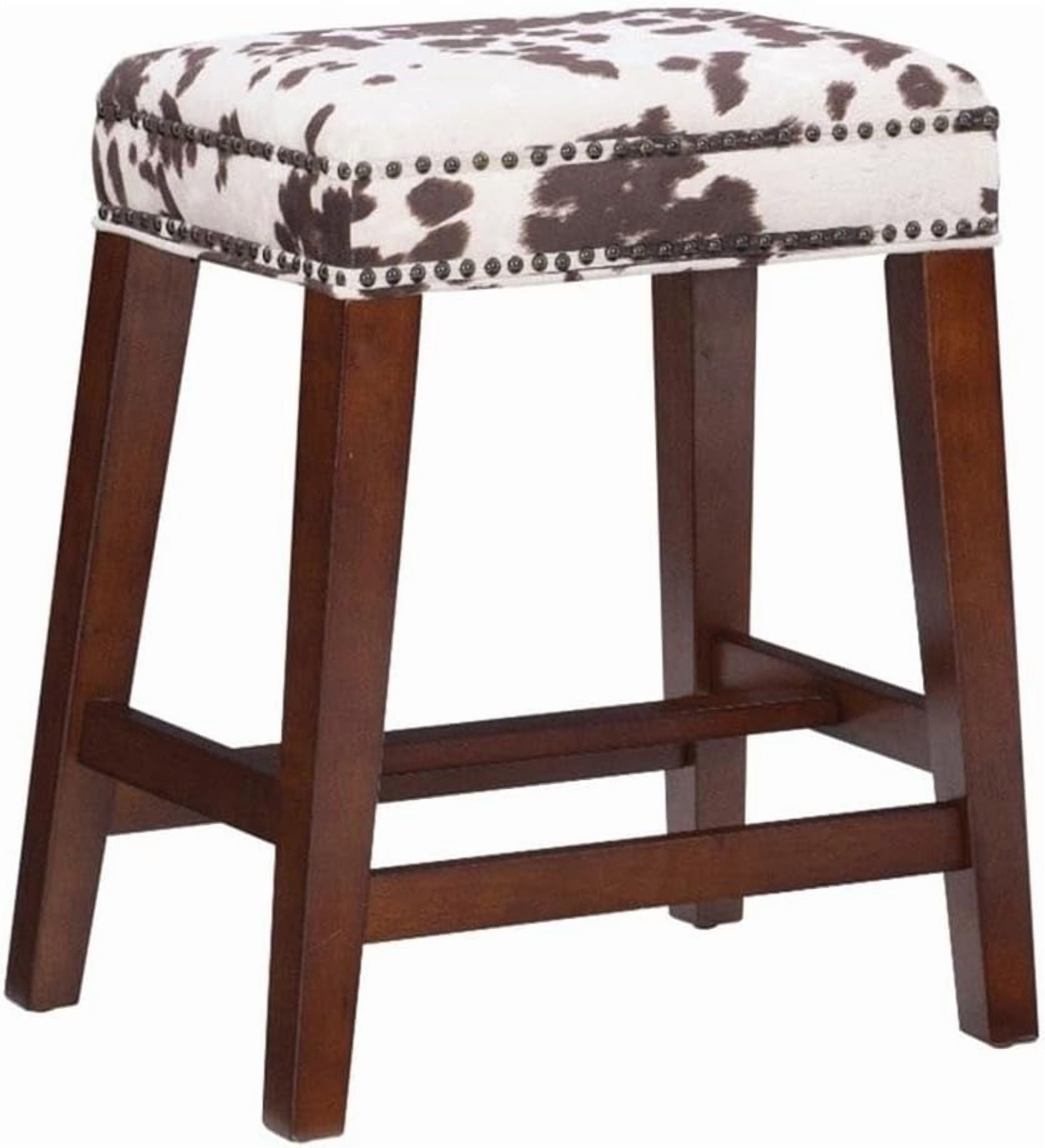 Riverbay Furniture Kitchen Bar Traditional Style 25" Backless Cow Print ...