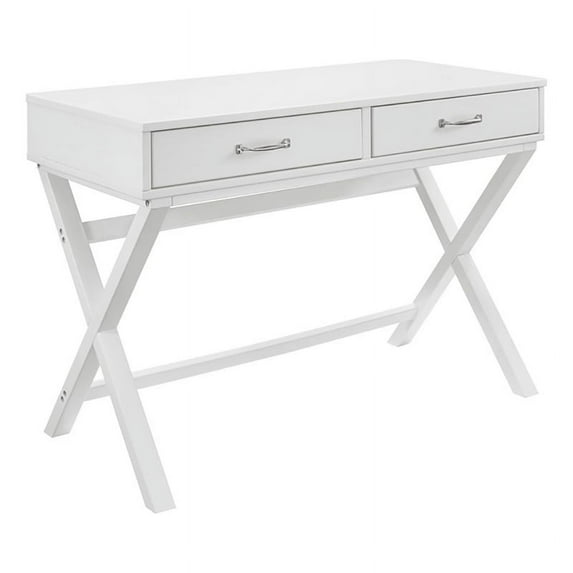 Riverbay Furniture Transitional 2-Drawer MDF Wood Desk in White ...