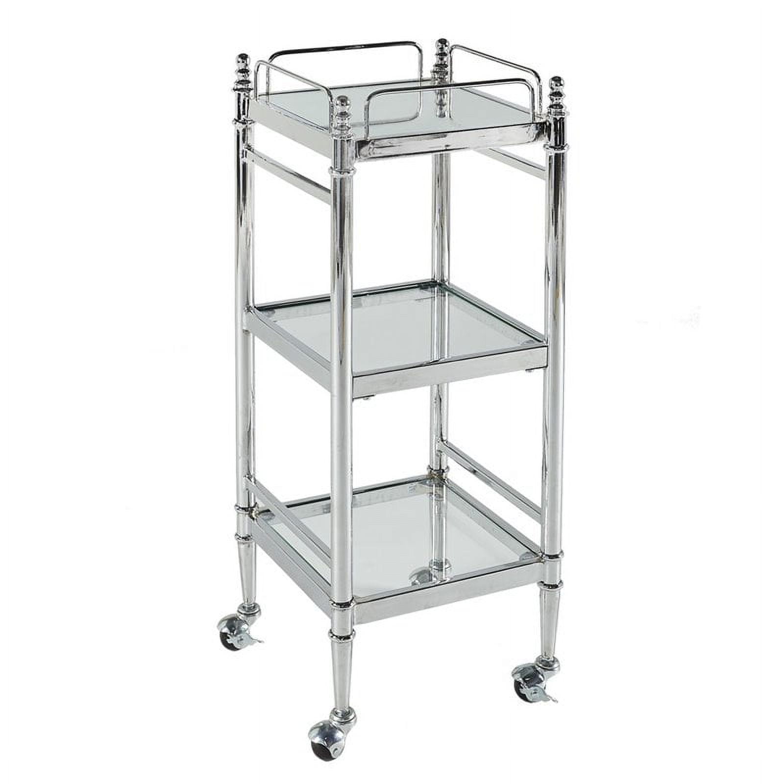 Riverbay Furniture Transitional 3-Tier Metal & Glass Rolling Cart in ...