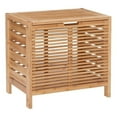 Riverbay Furniture Transitional Bamboo Slatted Hamper with Wide Top in ...