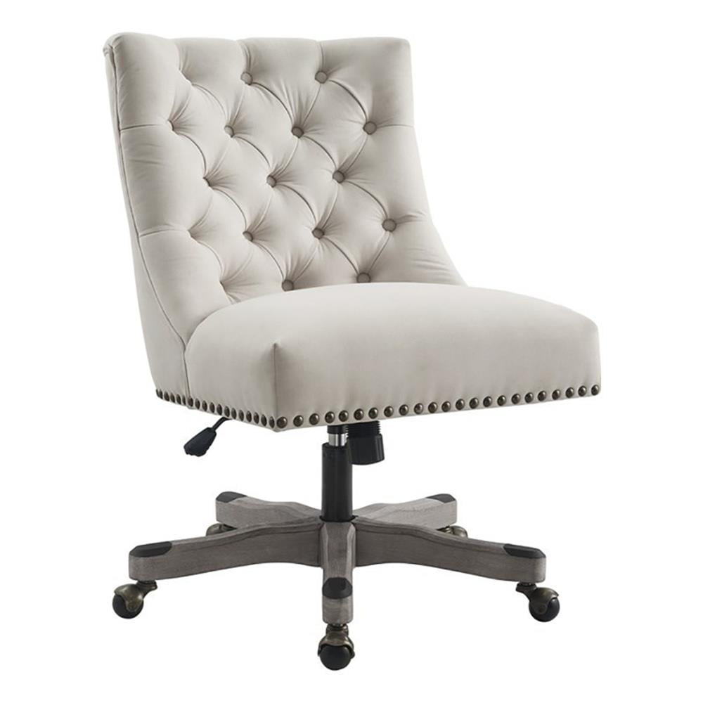 Riverbay Furniture Transitional Fabric Tufted Office Chair in Natural ...