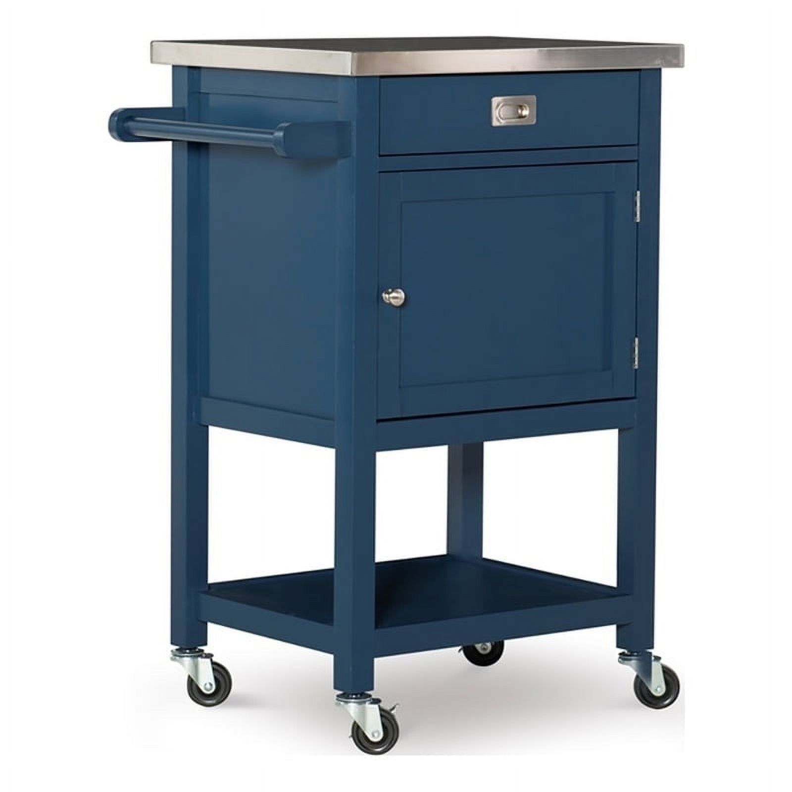 Riverbay Furniture Transitional Wood/Stainless Steel Kitchen Cart in ...