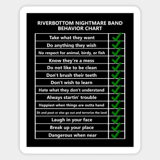 Riverbottom Nightmare Band Behavior Chart Sticker Phone Decal Water ...