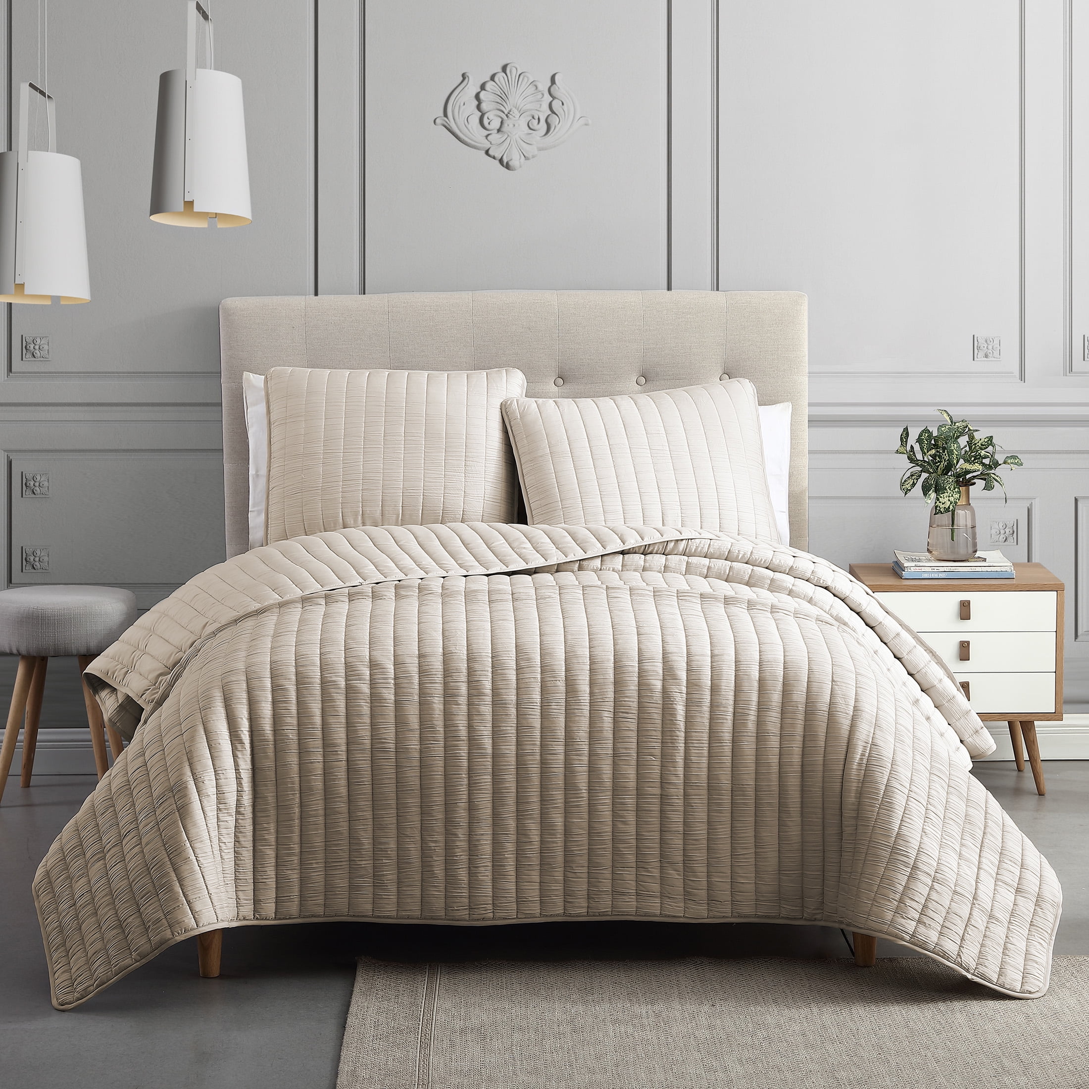 Riverbrook Home 3 Piece Quilt Set, King, Tan, Moonstone, Polyfill ...