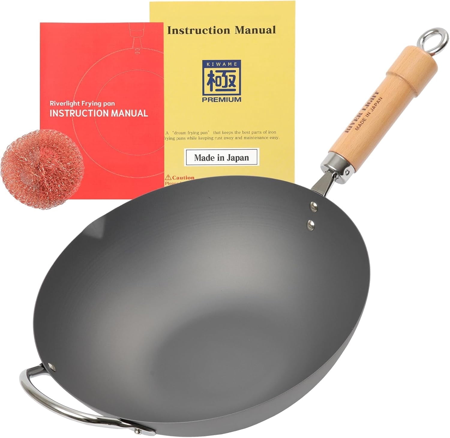 Riverlight KIWAME PREMIUM Wok pan, Wooden Handle 13.0inch - 12.99in ...