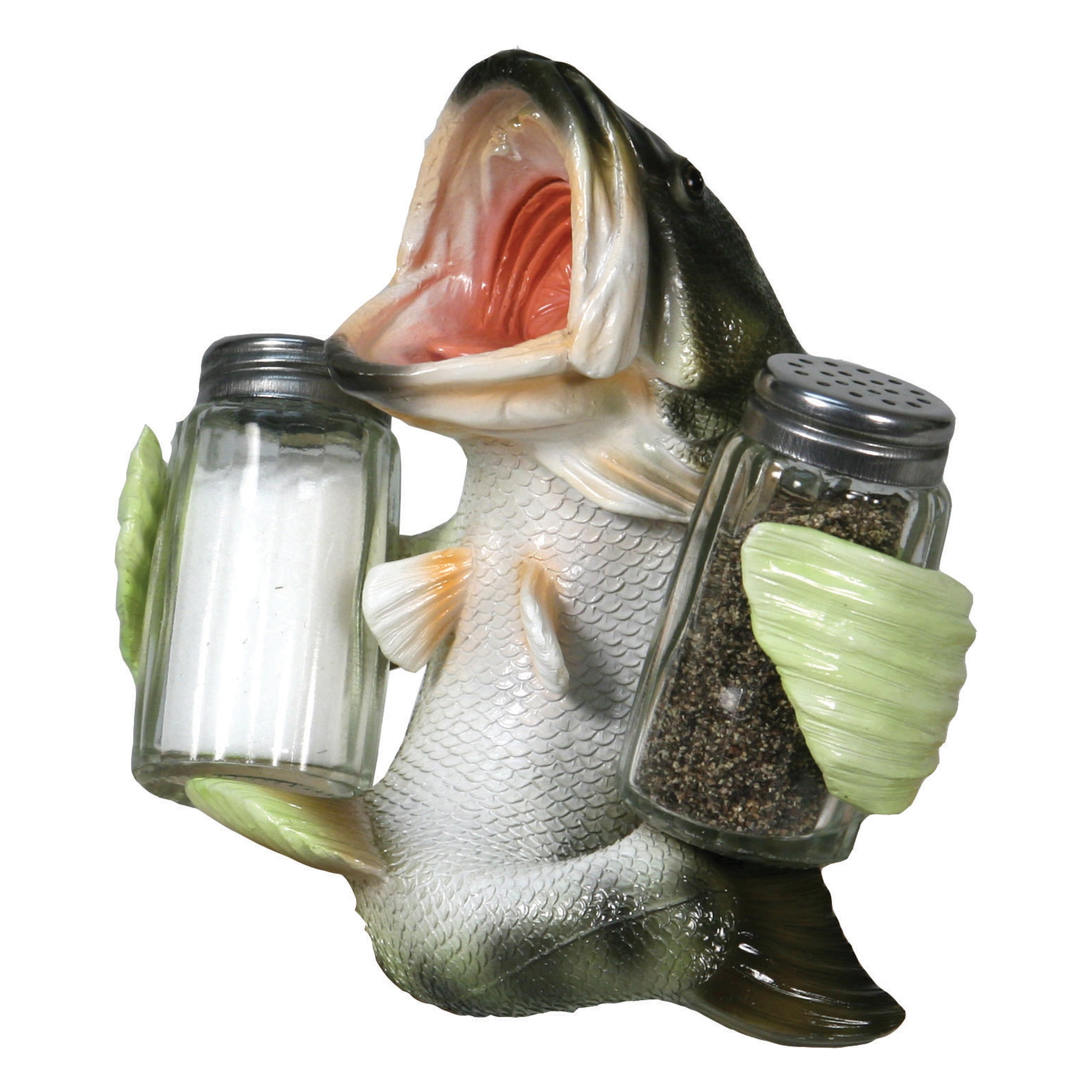 Rivers Edge Bass Salt and Pepper Shakers, Hand-Painted Poly Resin ...