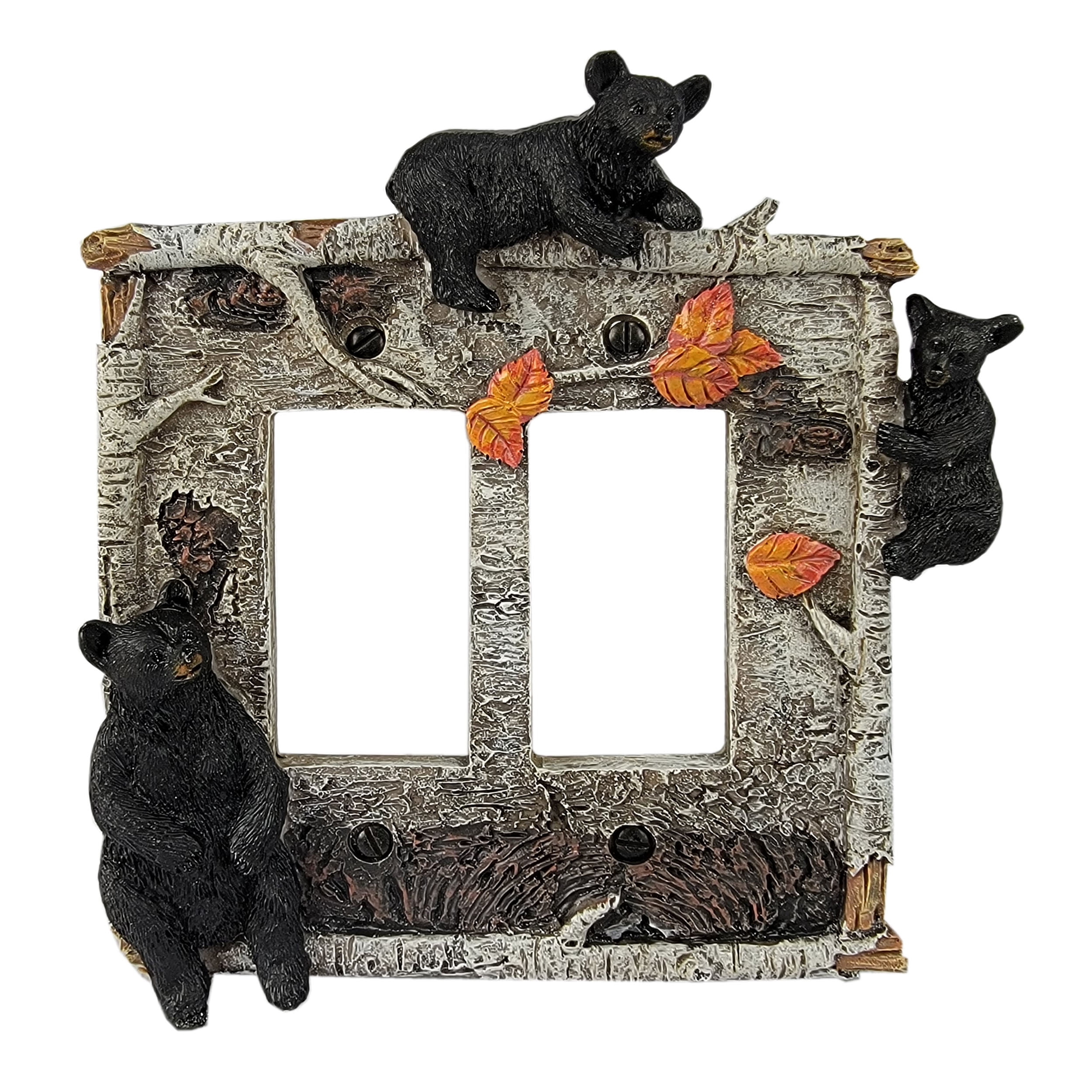 Rivers Edge Birch Bear 2 Gang Hand-Painted Decorative Switch & Outlet ...