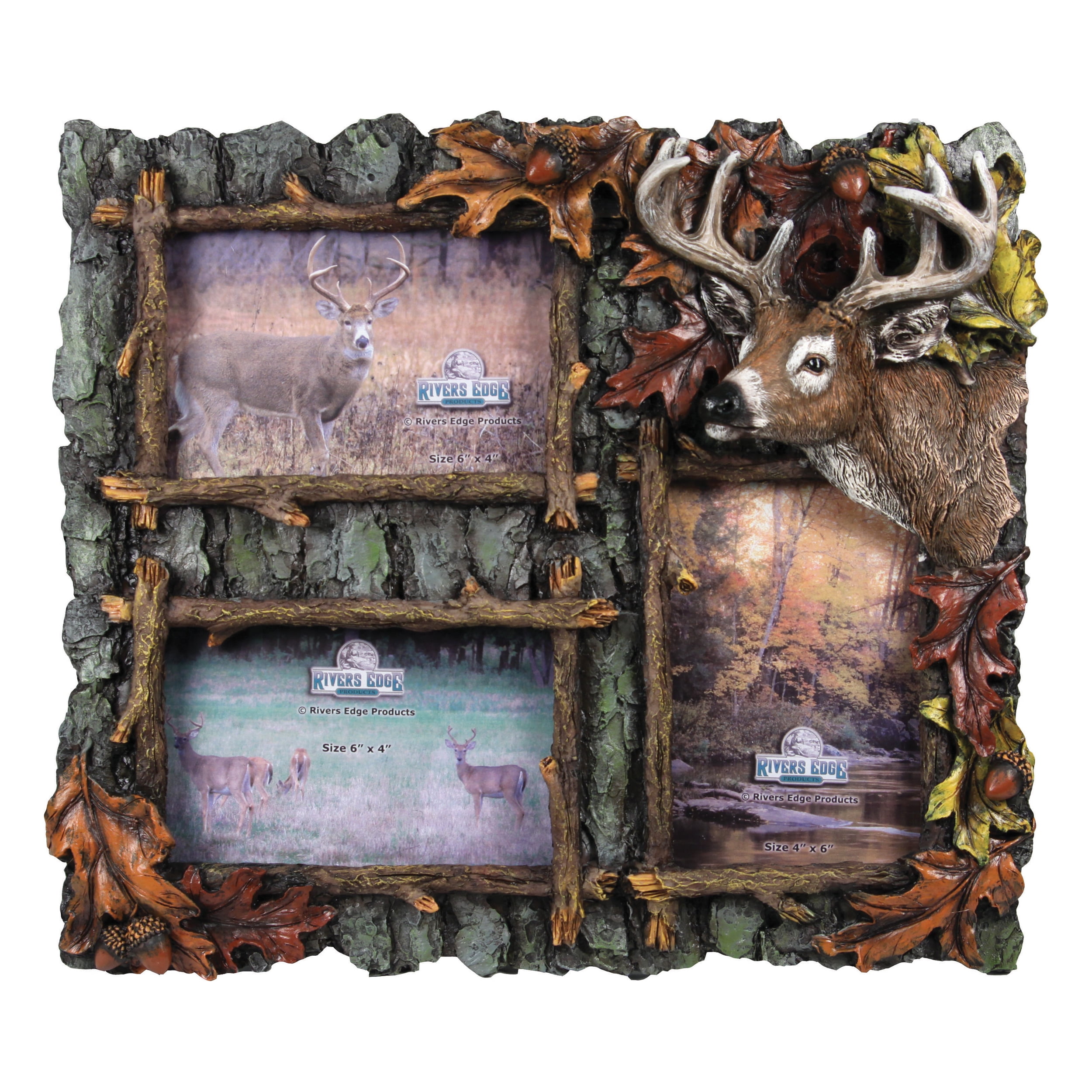 Rivers Edge Multi Photo Frame, 15.25x13.5 in, Holds Three 4x6 Photos ...