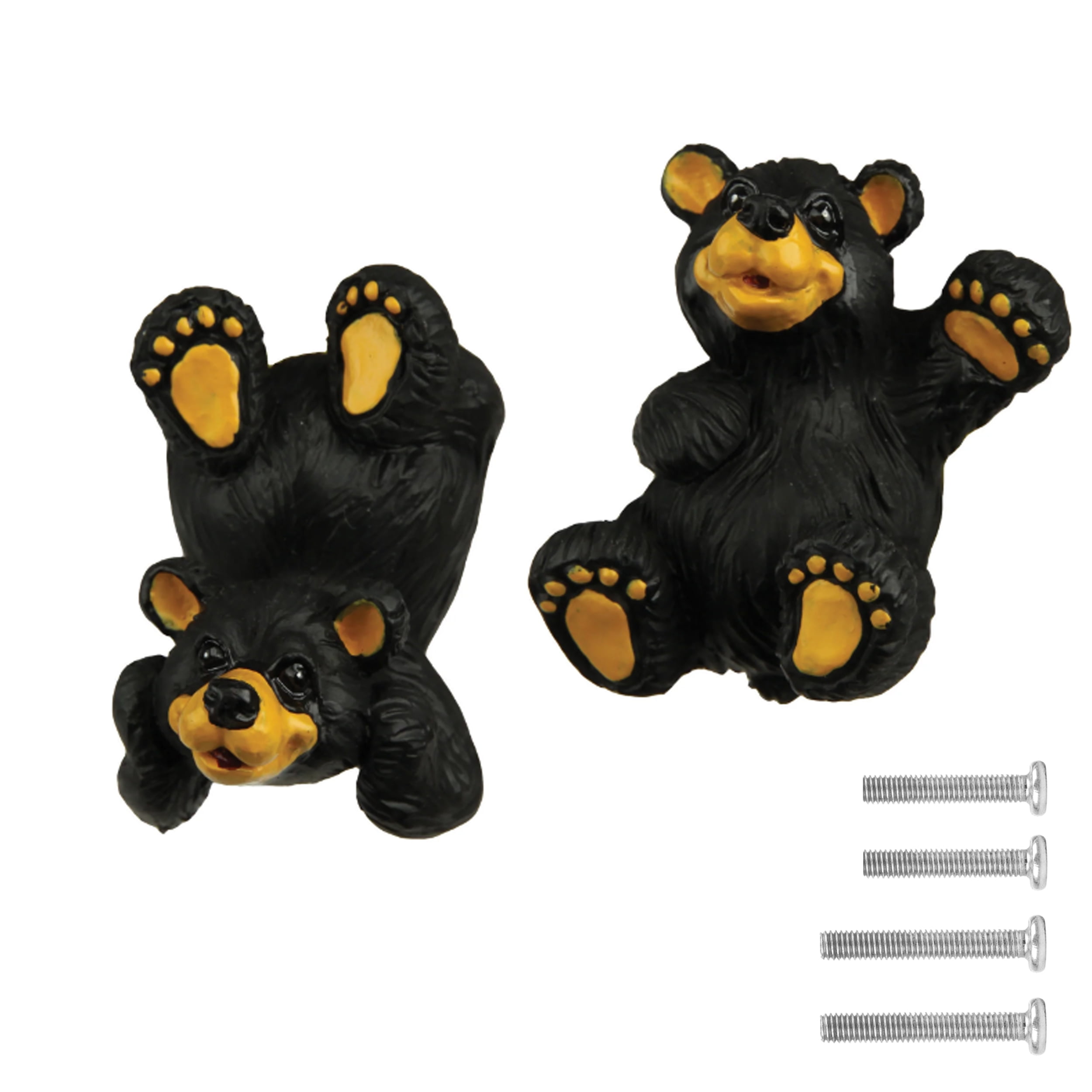 Rivers Edge Black Bear Cabinet Knobs, Poly Resin Drawer Pulls, Wildlife ...