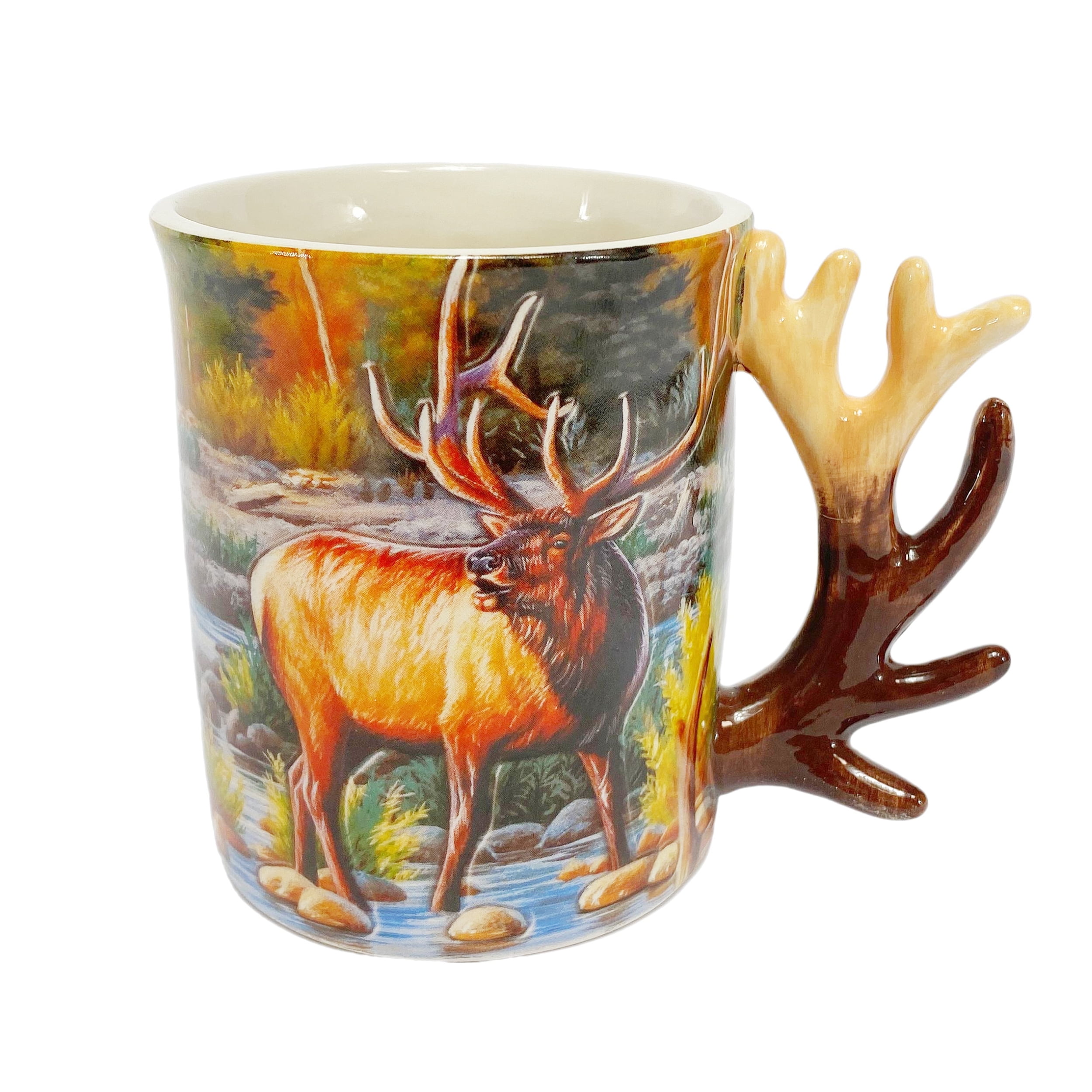 Rivers Edge Products Elk 3D Ceramic Coffee Mug with Handle, 15 Ounces ...