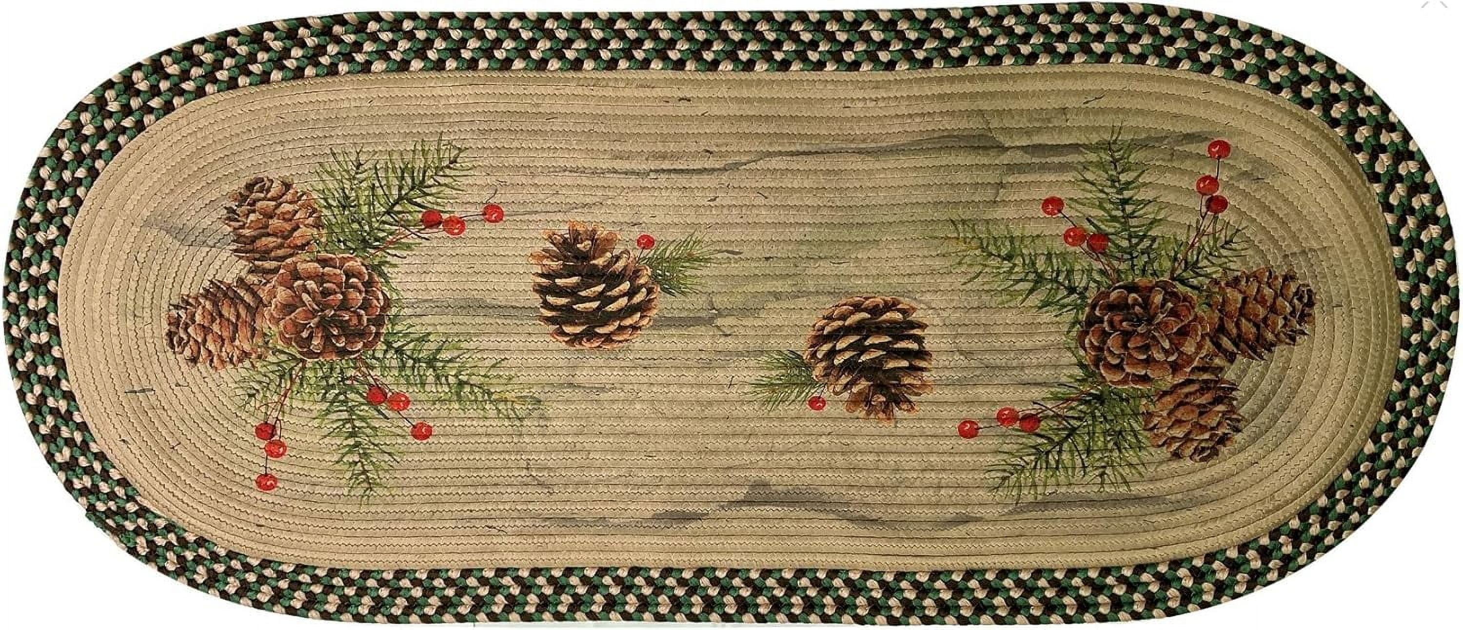 Rivers Edge Products Pine Cone Braided Rug, 48 Inch Oval Shaped Indoor ...