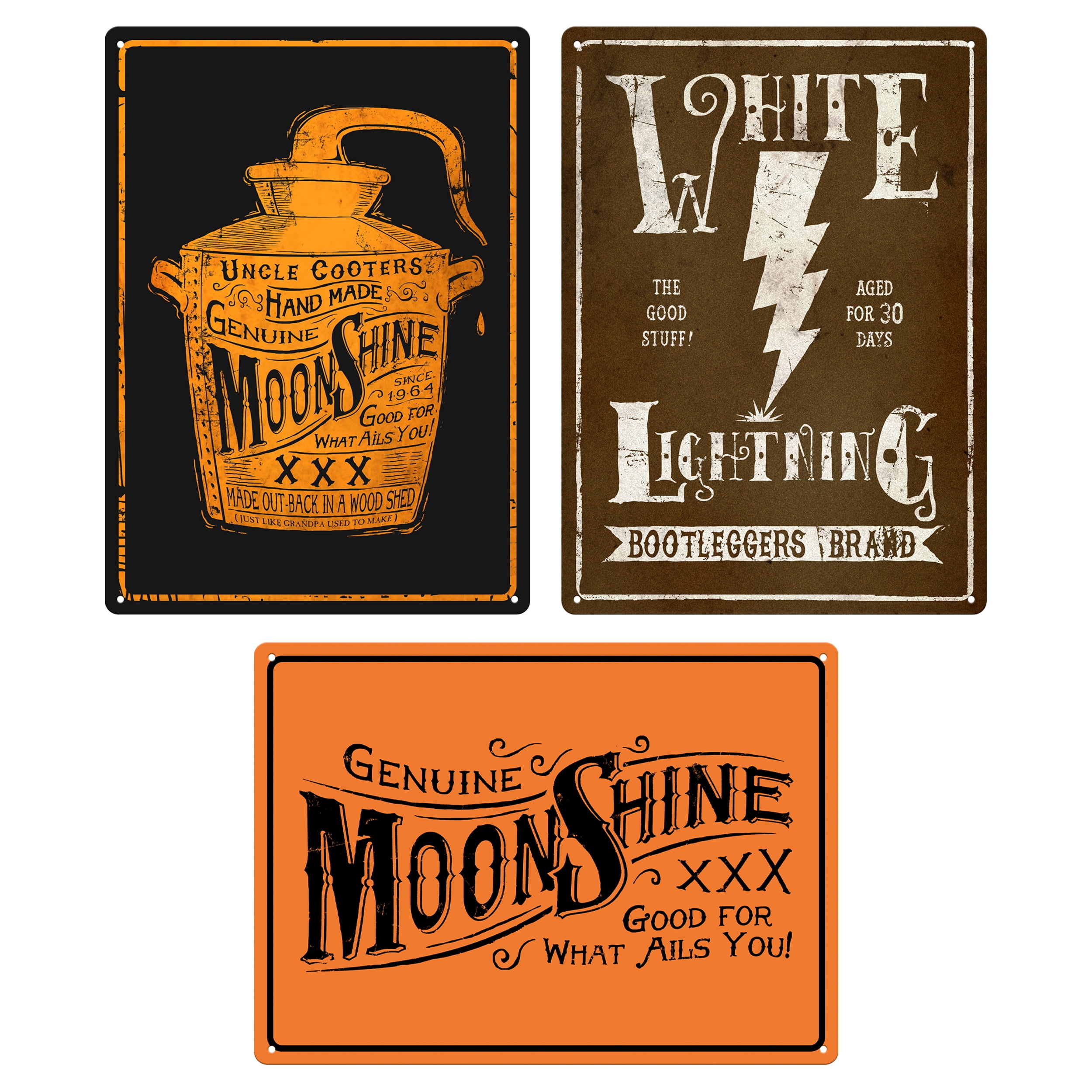 Rivers Edge Products Retro Metal Tin Sign Bundle, 3 Pack, 17" x 12 ...