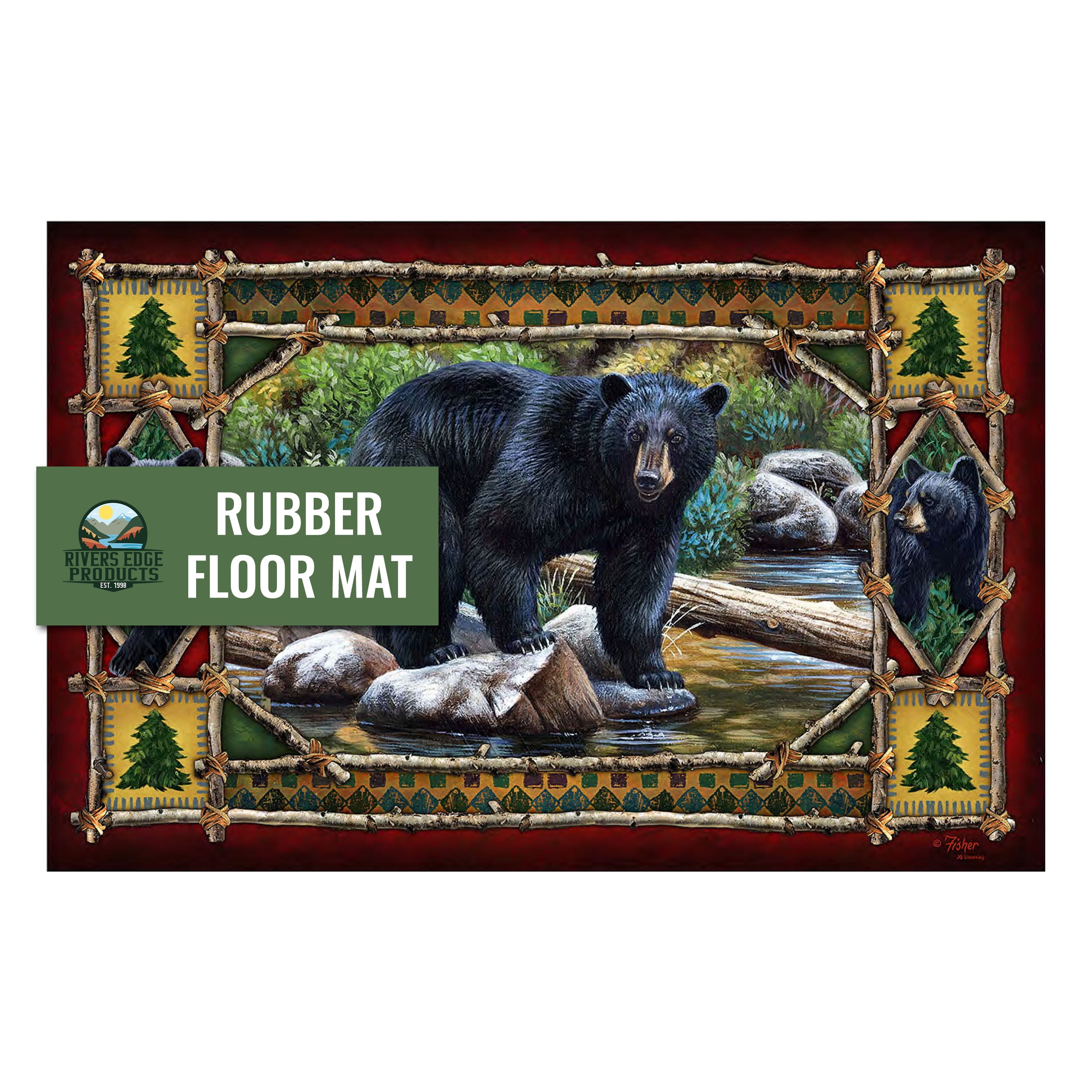 Rivers Edge Products Rubber Door Mat, 26" x 17" Anti-Slip Indoor or ...