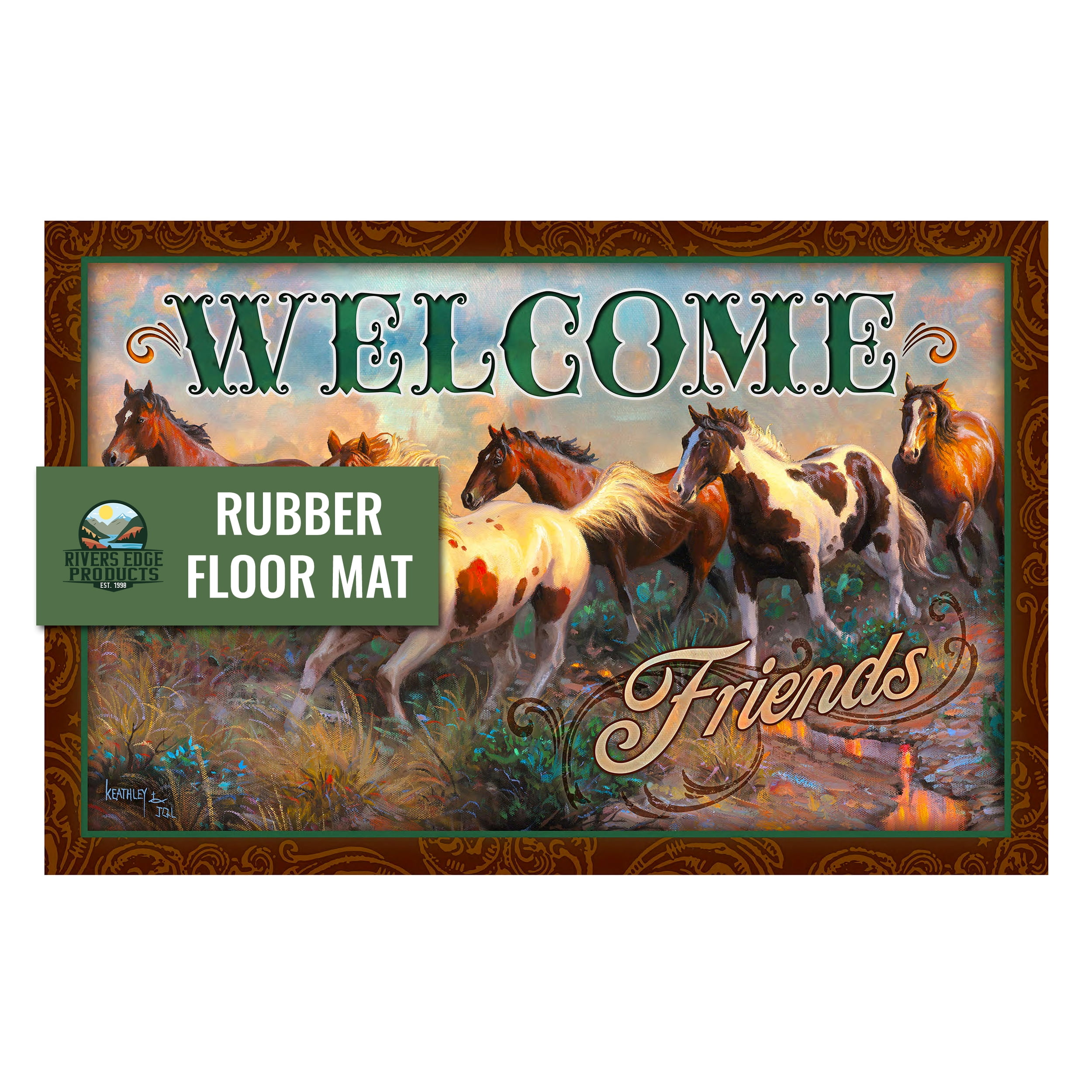 Rivers Edge Products Rubber Door Mat, 26" x 17" Anti-Slip Indoor or ...