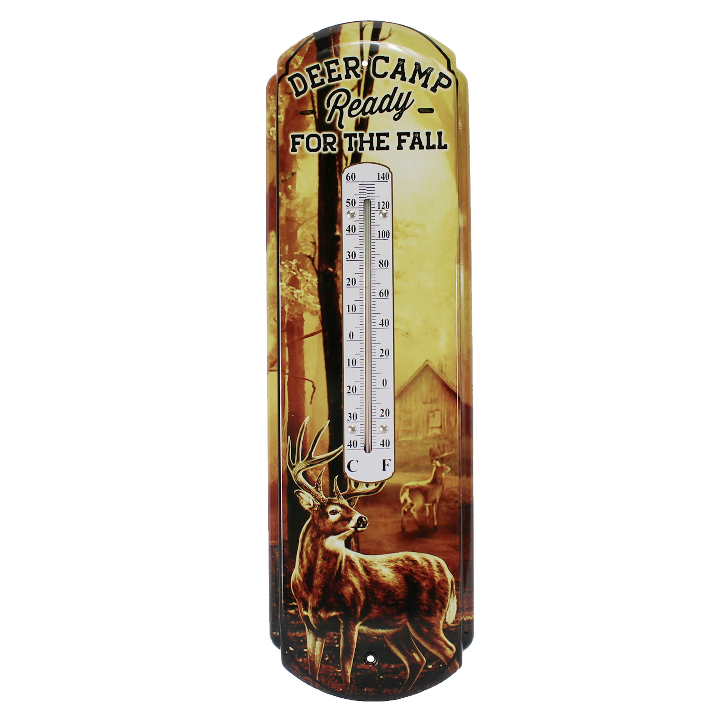 Rivers Edge Products Tin Wall Thermometer, 17" x 5" UV Coated Indoor or ...