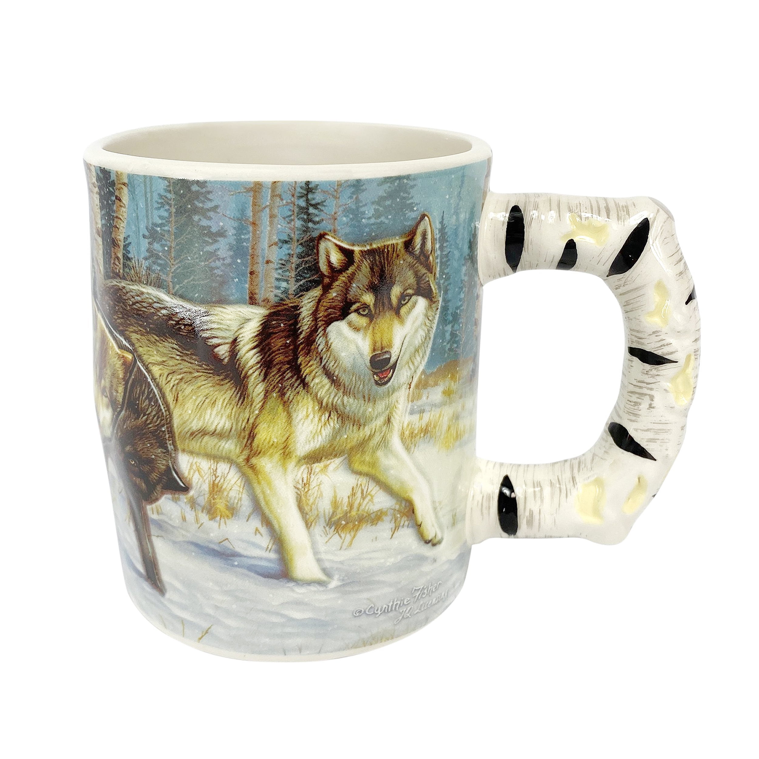 Rivers Edge Wolf 3D Ceramic Coffee Mug, 15 Ounces, Aspen Handle, Wildlife Scene - Walmart.com