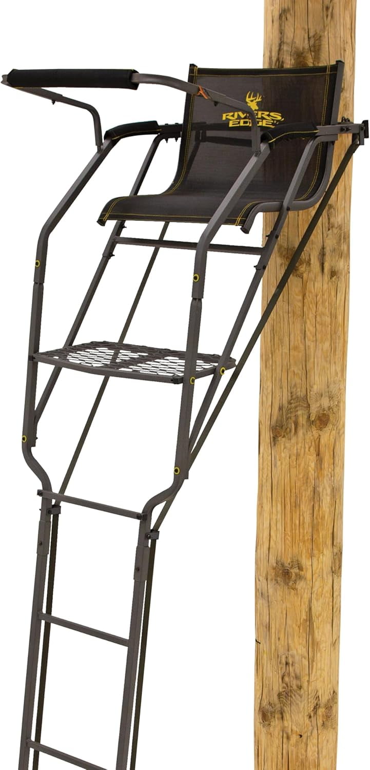 Rivers Edge® Relax Wide™ LS 1-Man Ladder Stand, 16’9” Height, Lockdown™ Strapping System, Wide ...