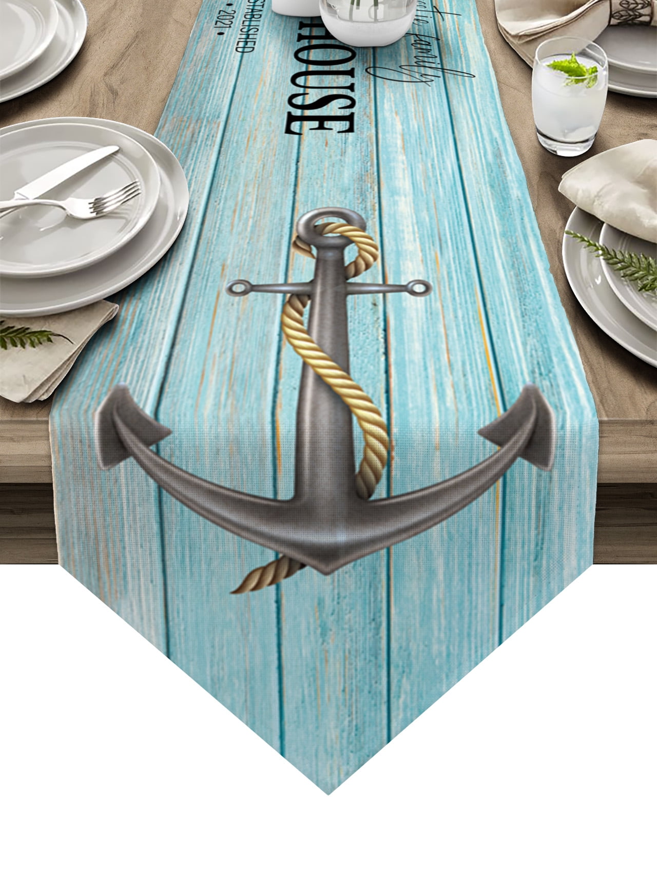 Riverside Boat Tree Flying Illustration Art Table Runner Home Table r Cotton Linen Table Flag ...