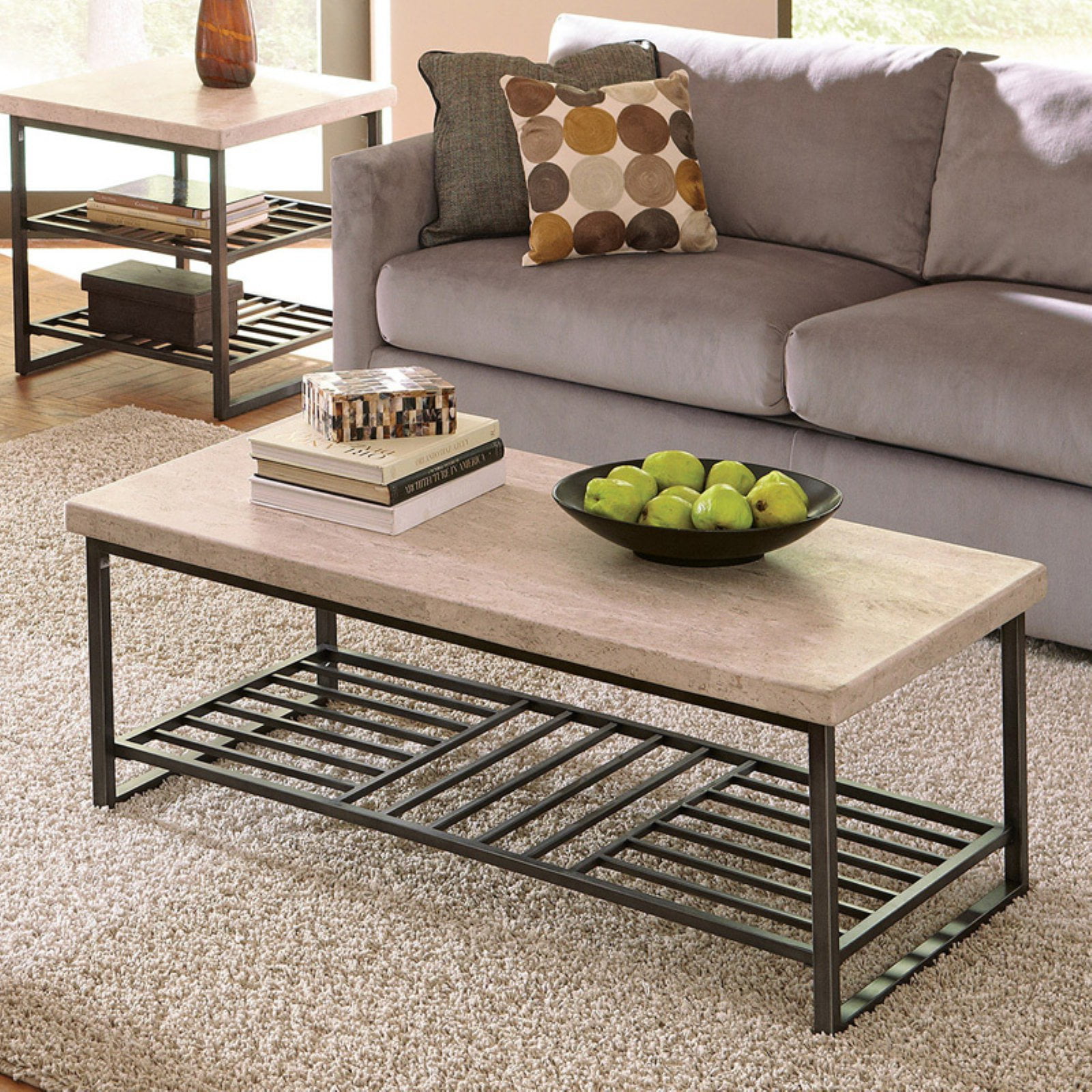 Riverside Capri Cocktail Table - Alabaster Travertine - Walmart.com