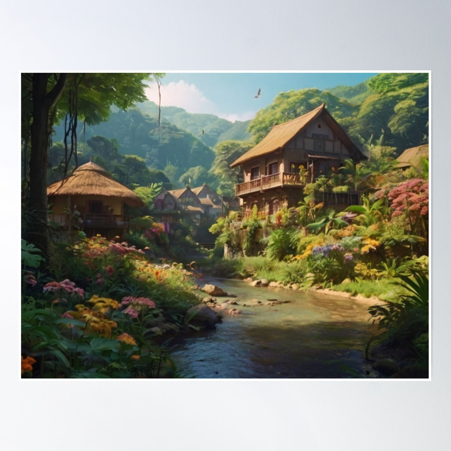 Riverside Charm In The Enchanted Forest Poster Wall Art, Modern Wall ...