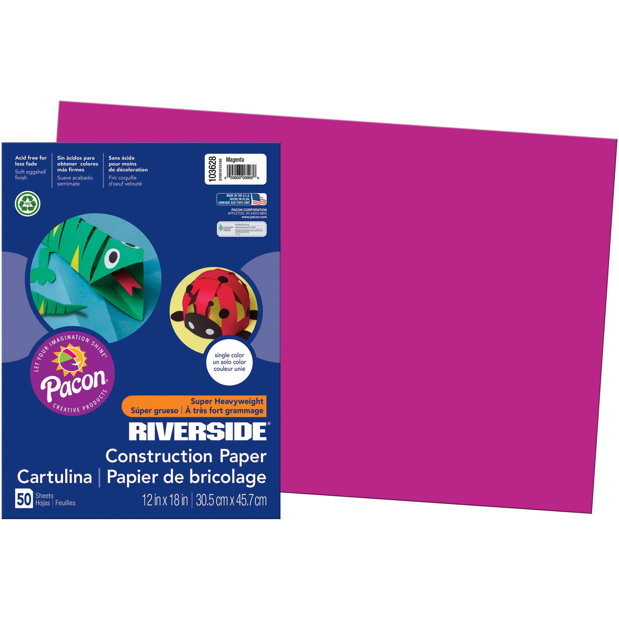 Riverside Construction Paper, Magenta, 50 / Pack (Quantity) - Walmart ...