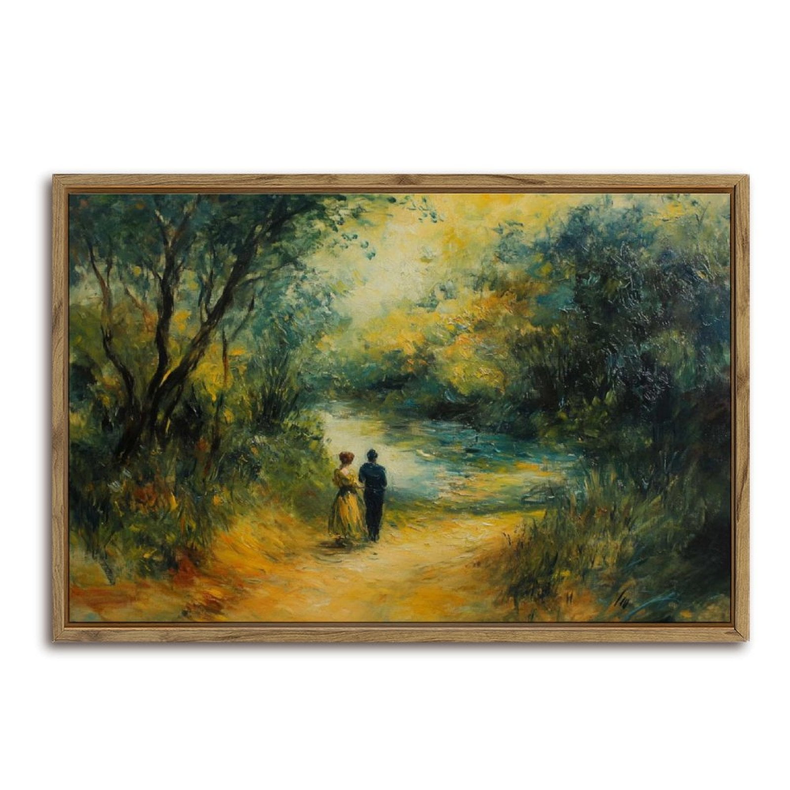 Riverside Couple Artwork Horizontal Canvas Wall Art with Lightweight ...