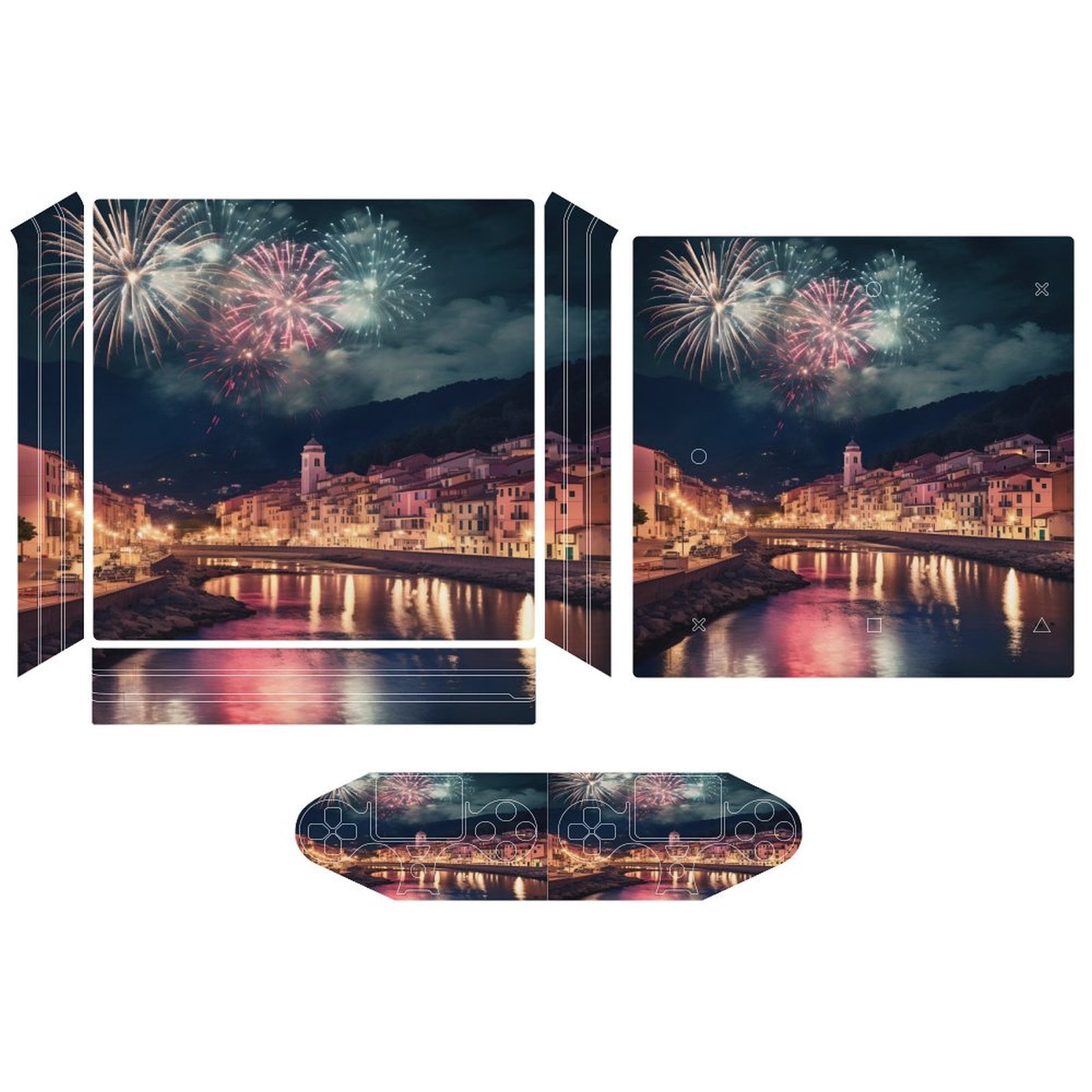 Riverside, Fireworks, Cities, Villages PS4 Pro/PS4 Slim Skin Sticker ...