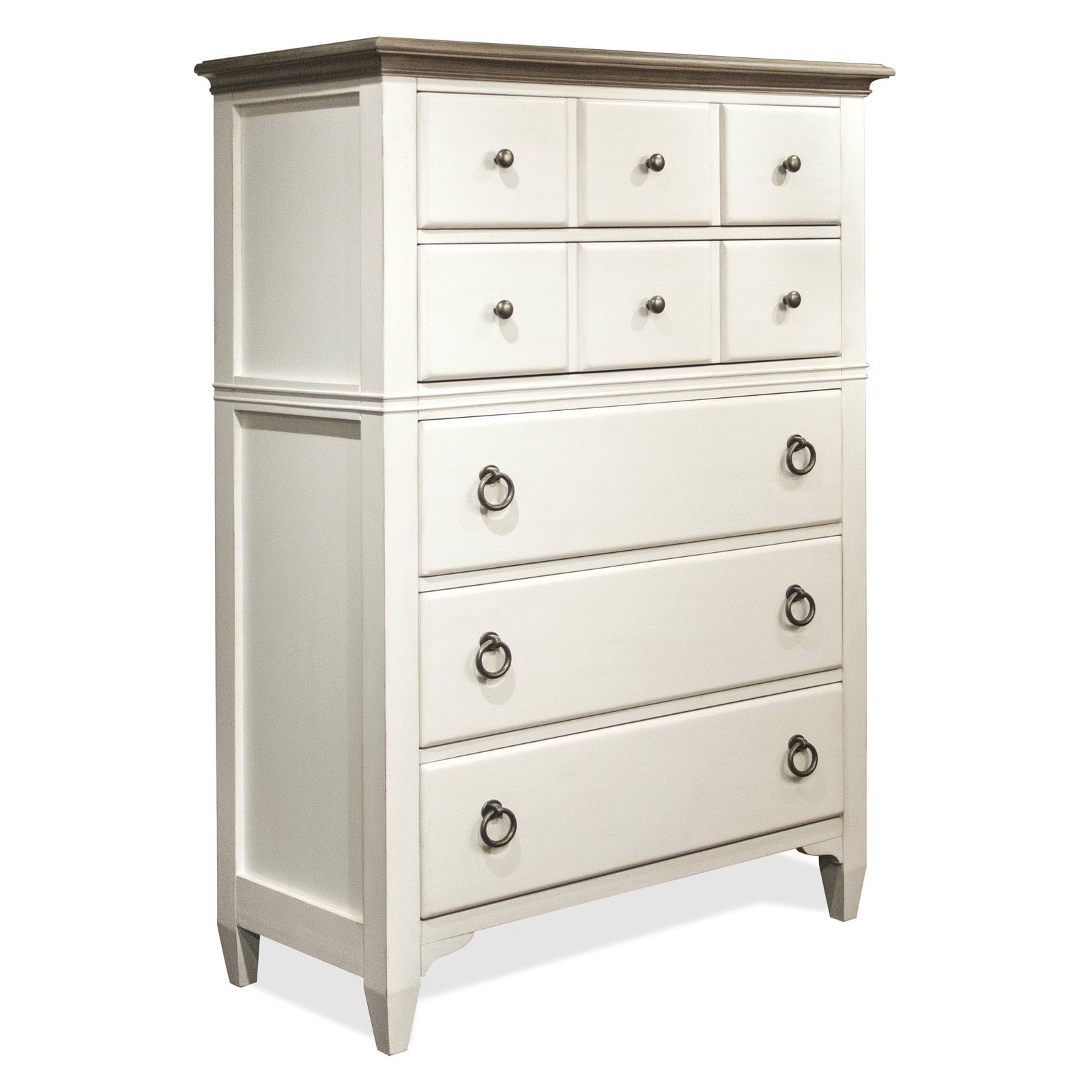 Riverside Furniture Myra Wood 5-Drawer Chest in Natural and Paperwhite ...