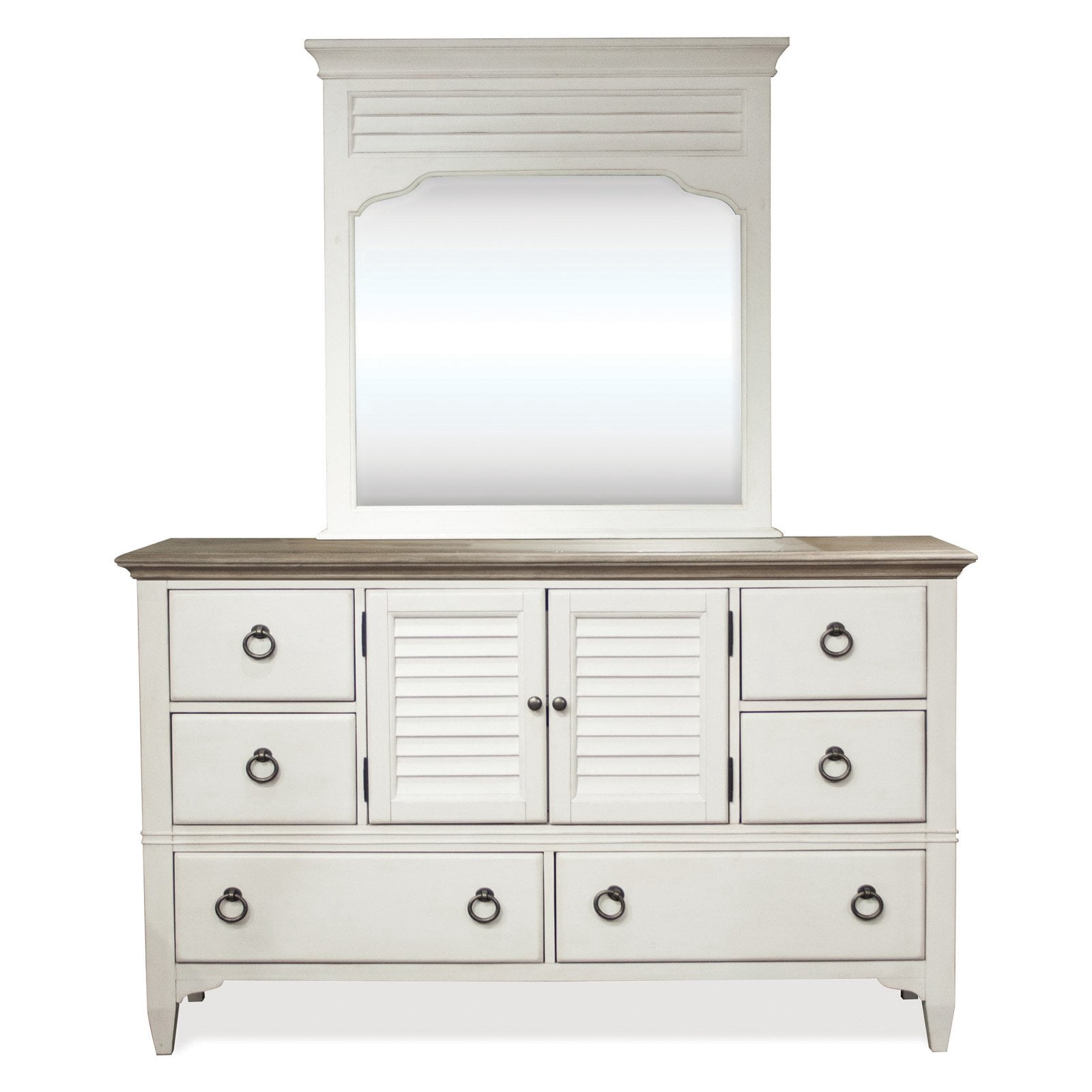 Riverside Furniture Myra Wood Framed Landscape Mirror in Paper White ...