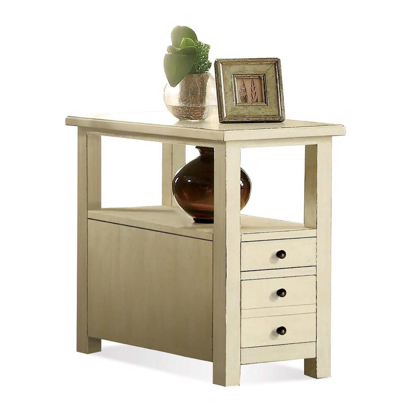 Riverside Furniture Sullivan Wood Chairside Table in Country White ...