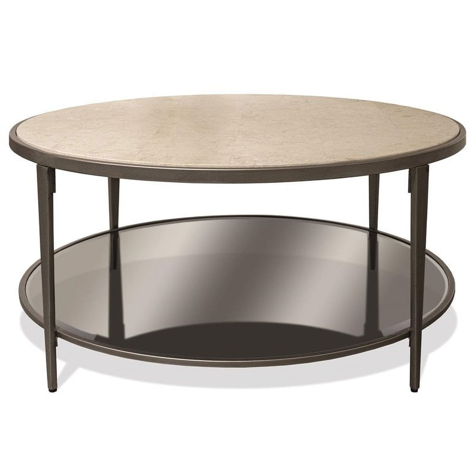 Riverside Furniture Wilshire Round Stone Top Coffee Table in White ...