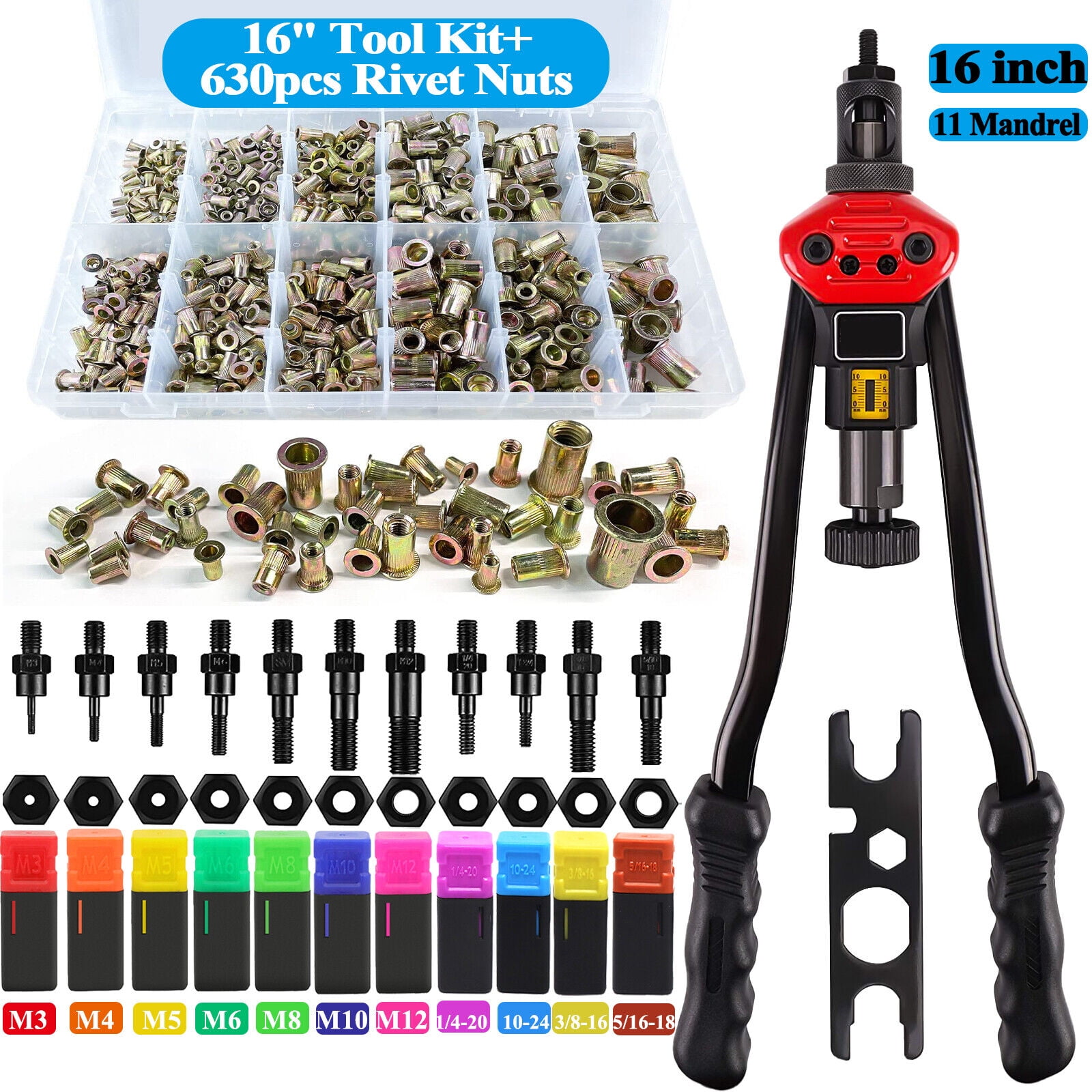 Rivet Gun Kit Rivnut Thread Setting Tool Nut Setter NutSert Metric SAE Riveting - Walmart.com