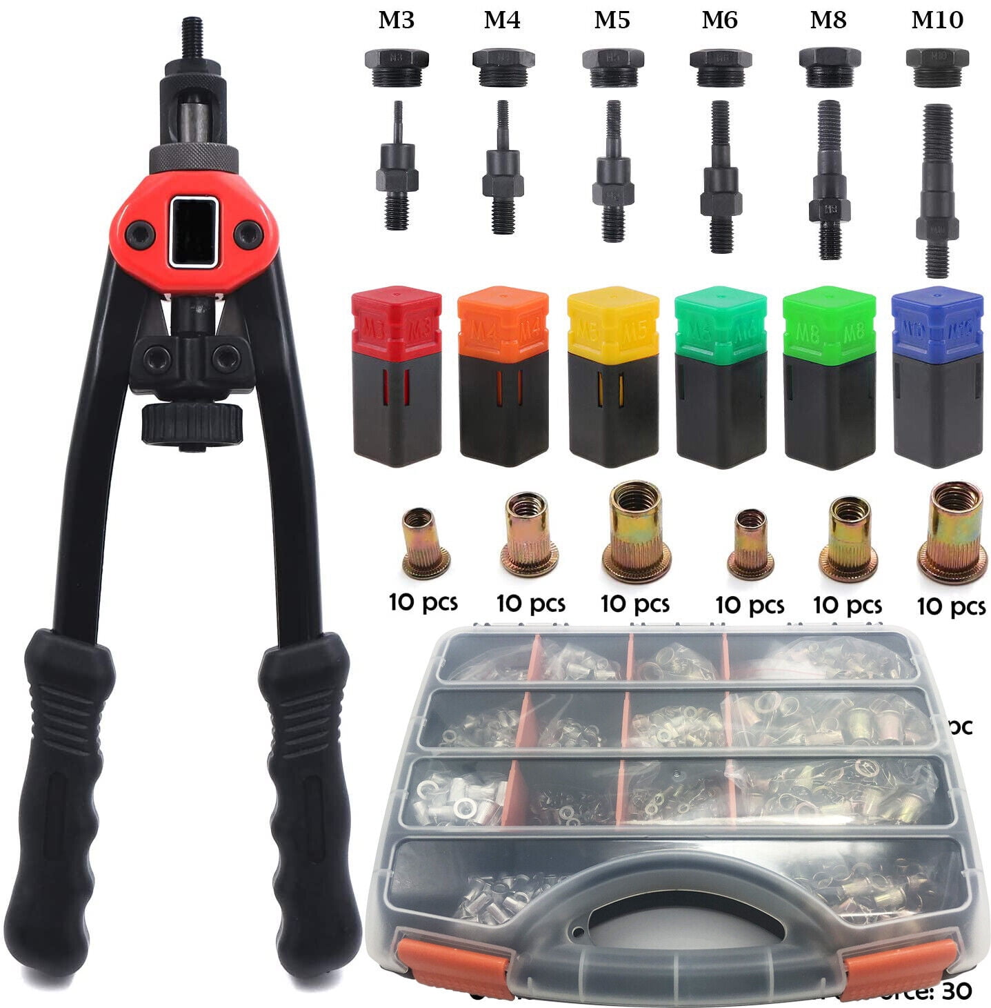 Rivet Gun Kit Rivnut Thread Setting Tool Nut Setter NutSert Metric SAE ...