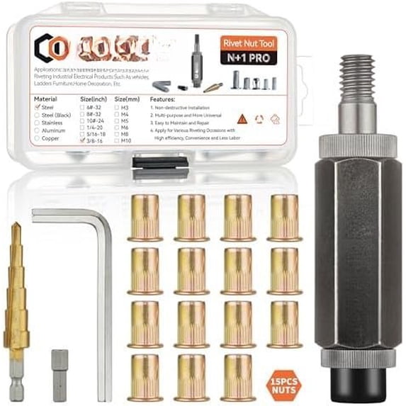 Rivet Nut Installation Tool Set Flat Rivnut Threaded Insert Nut Kit ...