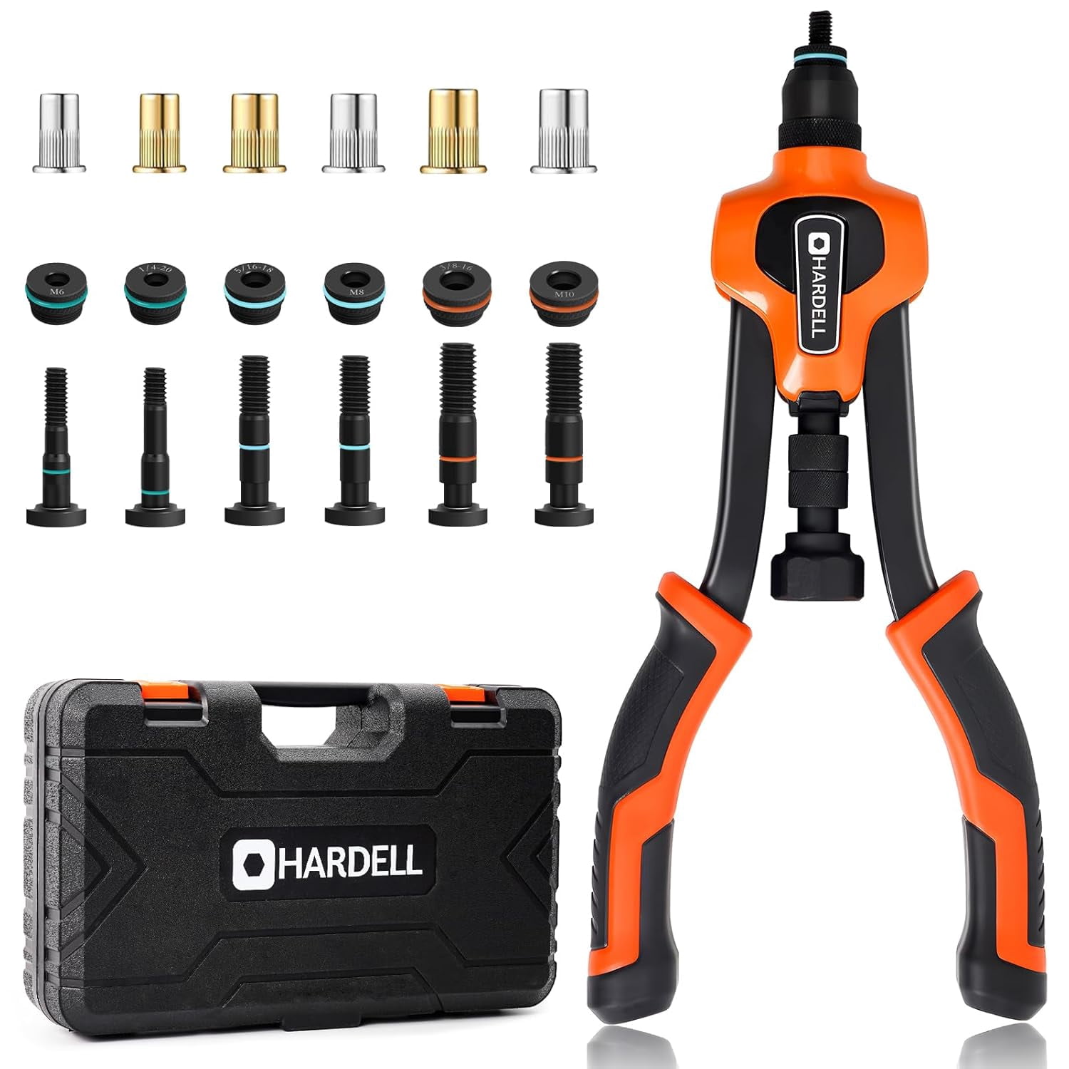 Rivet Nut Tool Kit, 14" Rivnut Tool Kit with 80PCS Rivet Nuts, 6 Metric ...