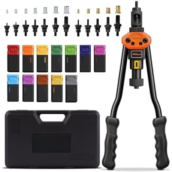 Rivet Nut Tool Kit, 16-Inch Rivet Including 12 Upgraded Interchangeable ...