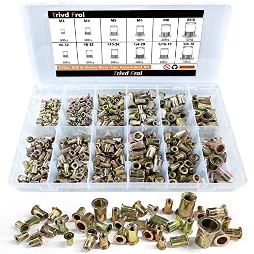 Rivet Nut Tool Kit, 520pcs SAE & Metric Rivet Nut Assortment Kit w ...